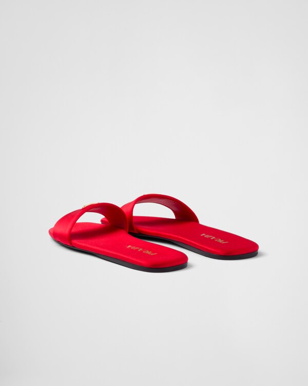 Fiery Red Satin Slides | PRADA