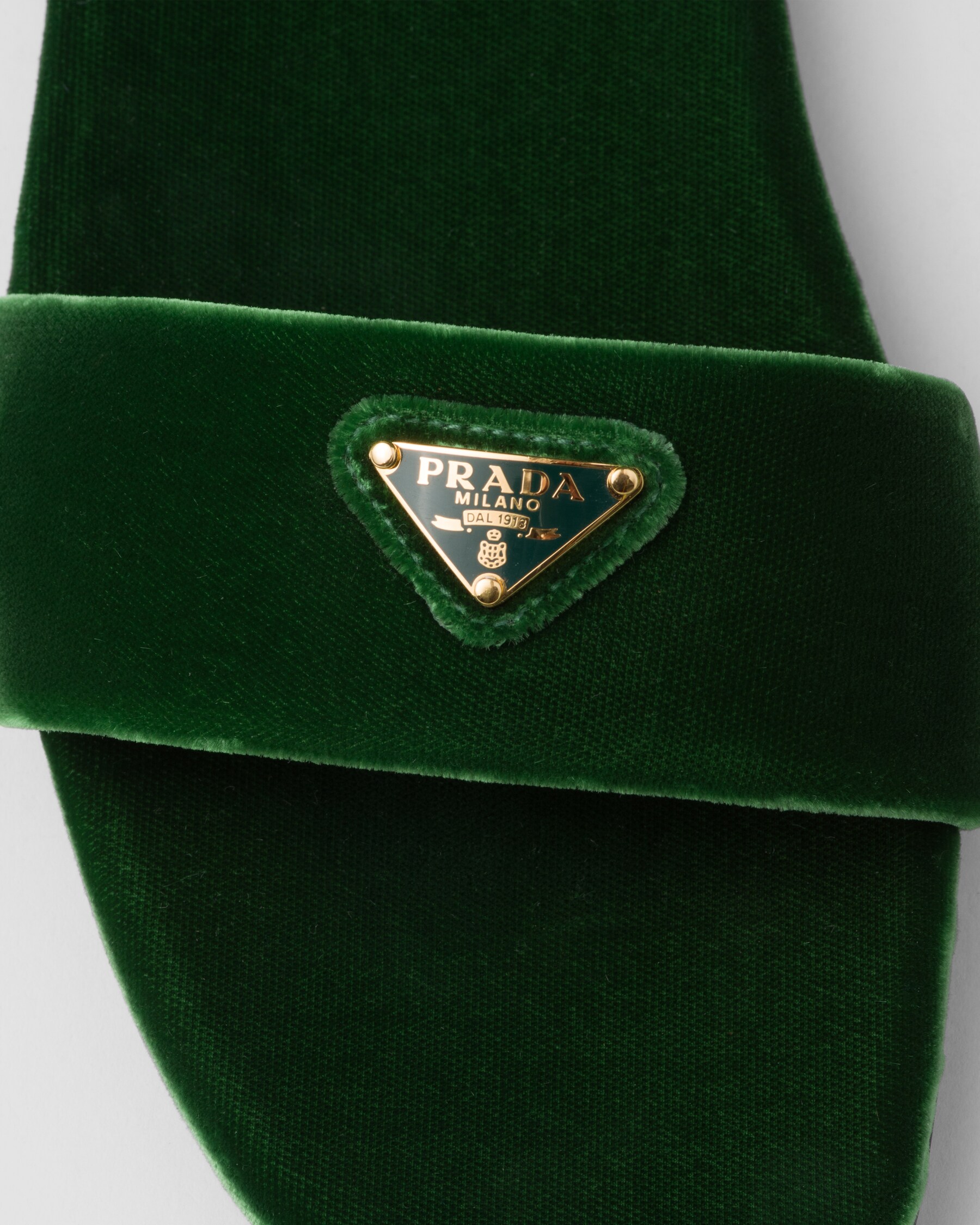 Laurel Green Flat Velvet Slides | PRADA