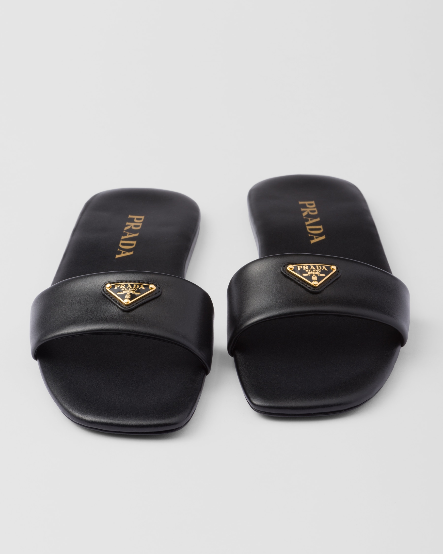 Black Leather Slides | PRADA