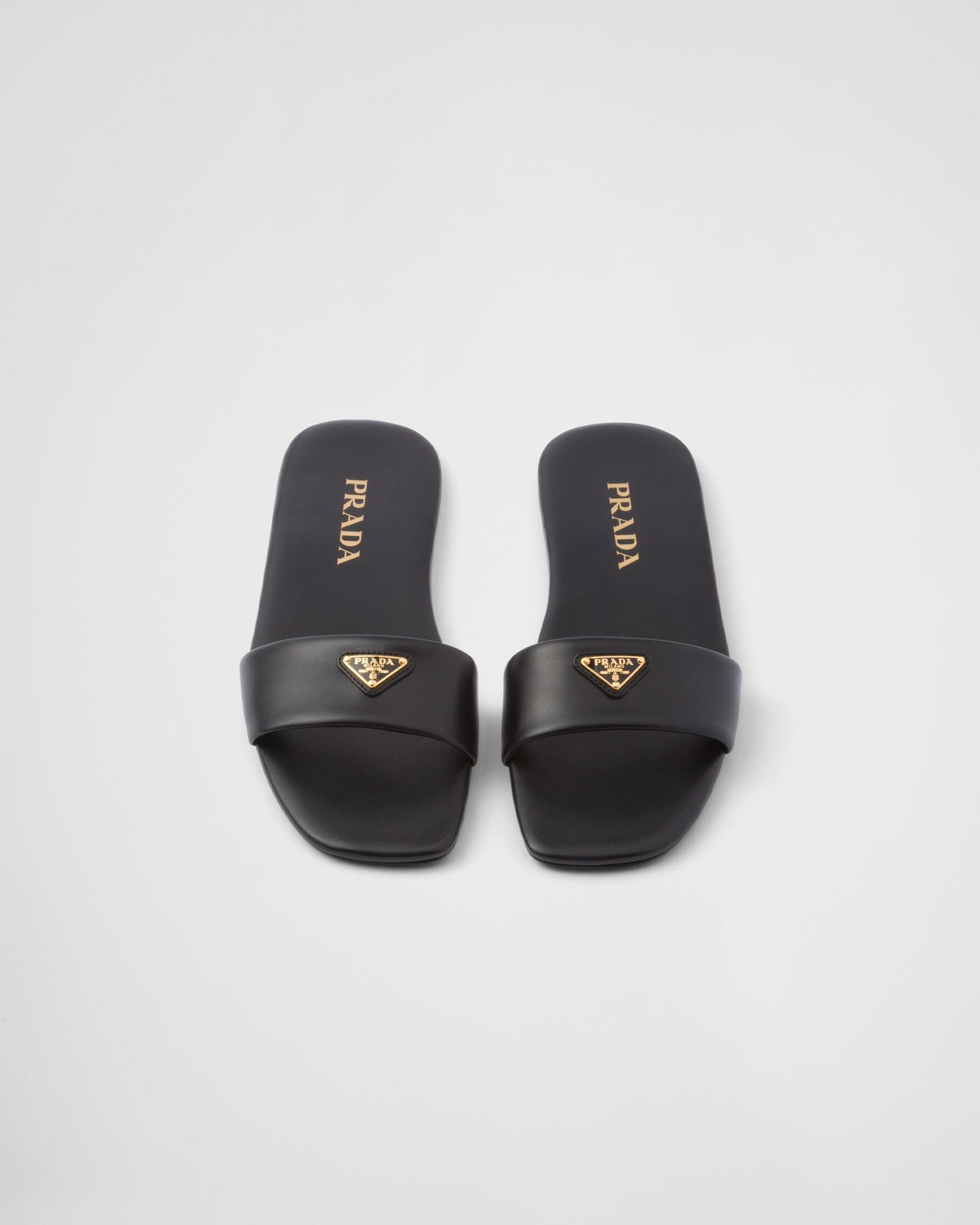 Black Leather Slides | PRADA