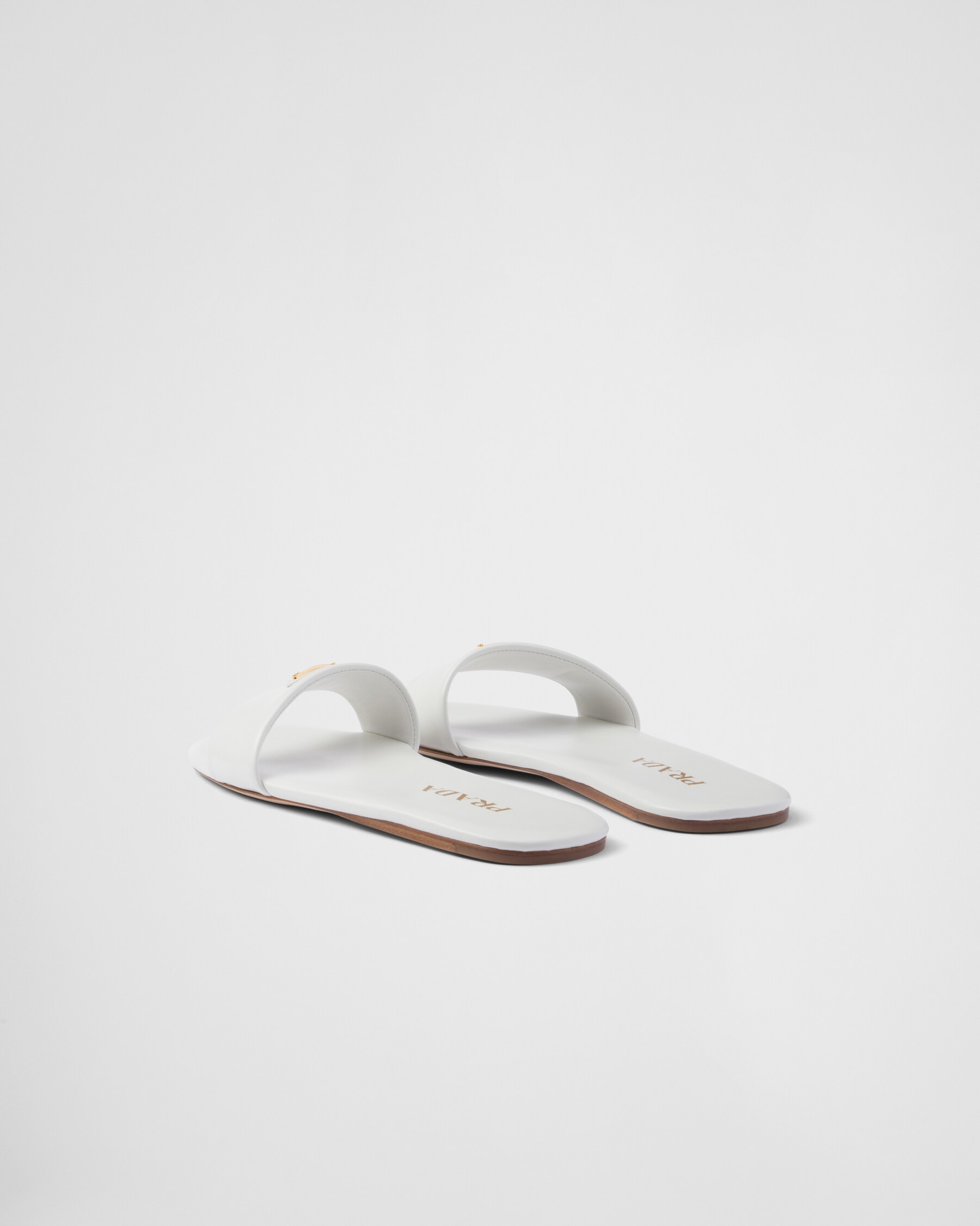 White Leather Slides | PRADA