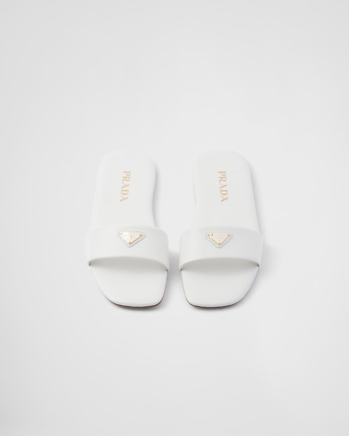 White Leather Slides | PRADA