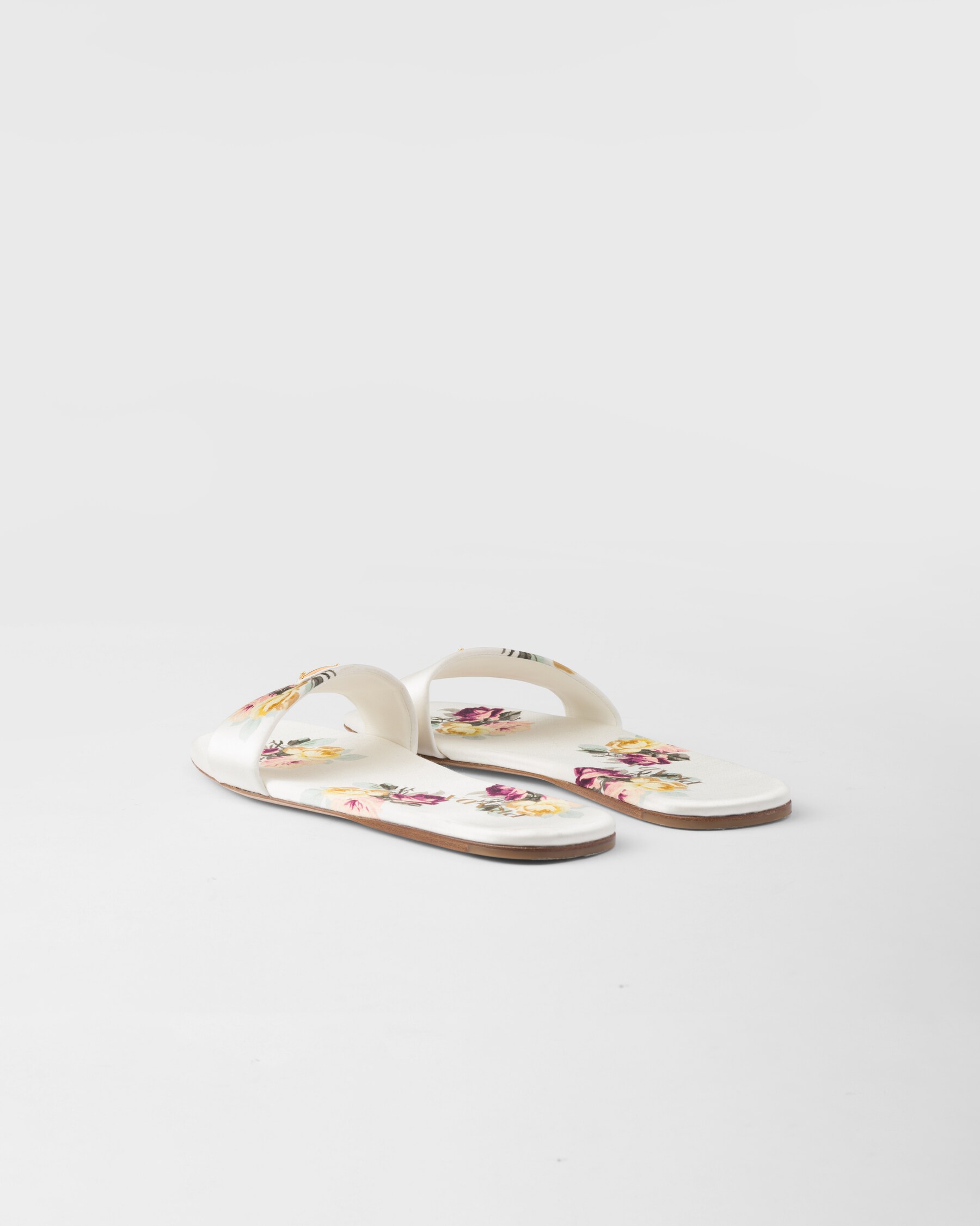 Albino White Printed Satin Slides | PRADA