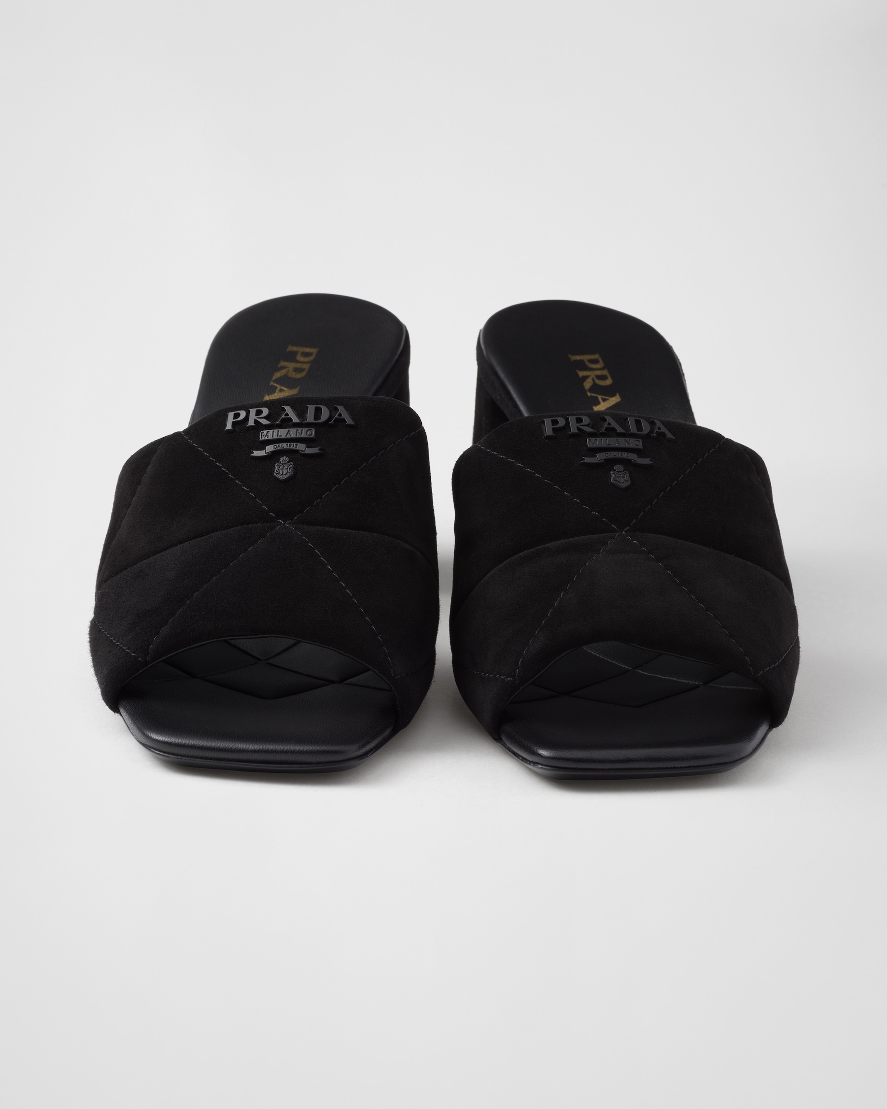 Black Stitched Suede Sandals | PRADA