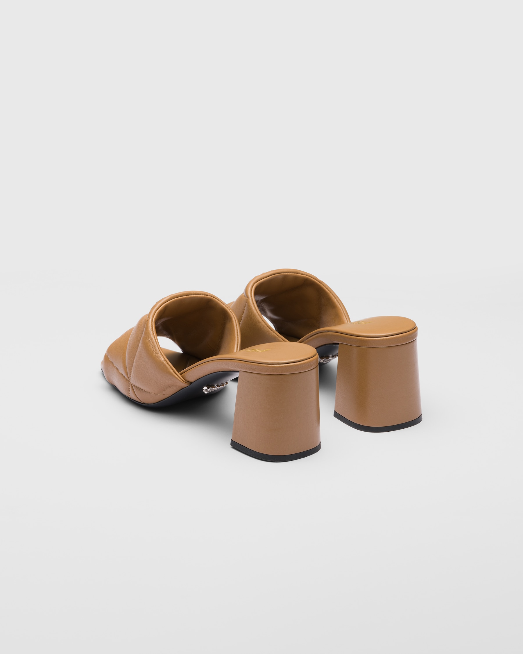 Caramel Quilted Nappa Leather Heeled Sandals | PRADA