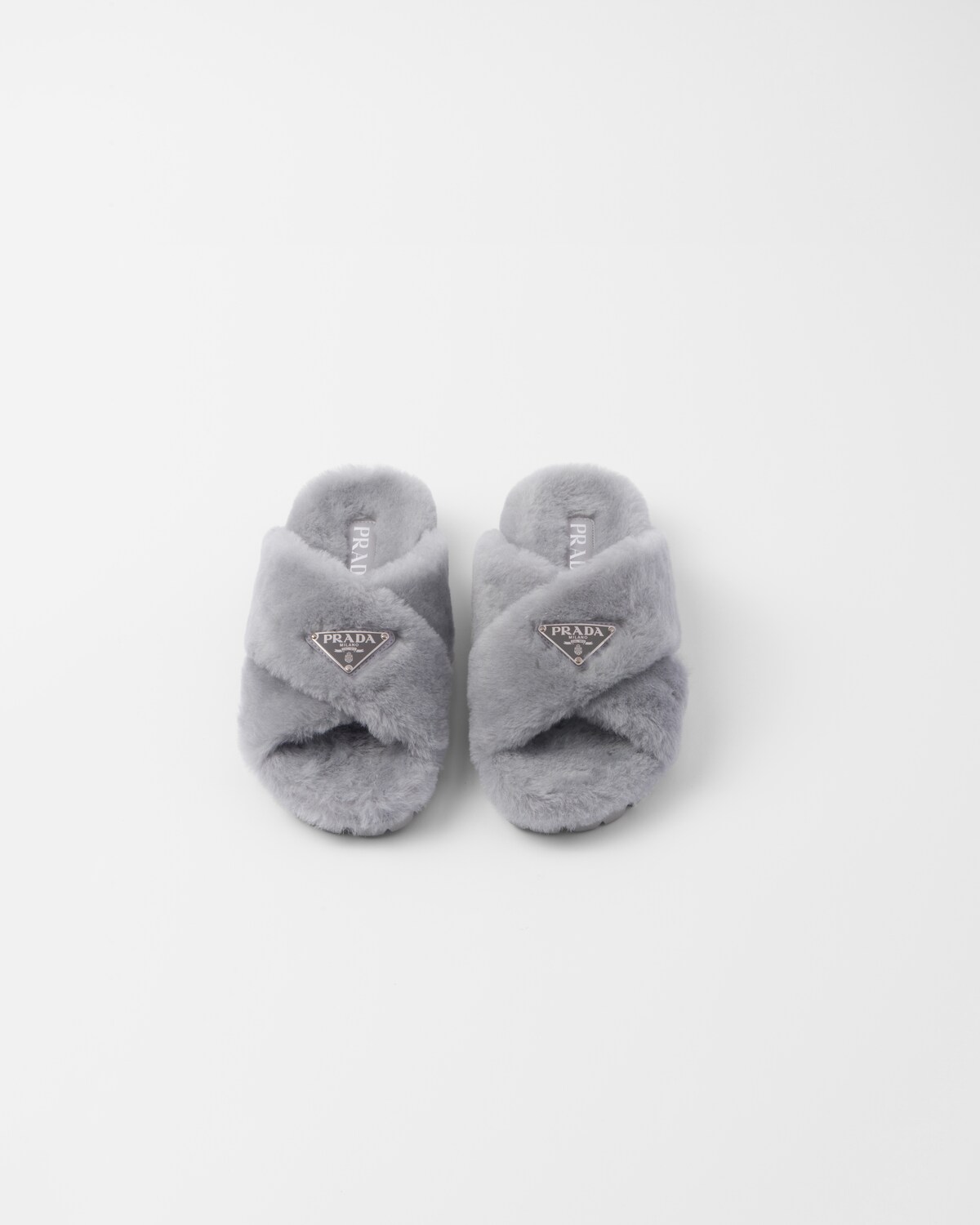 Cornflower Shearling Sandals | PRADA