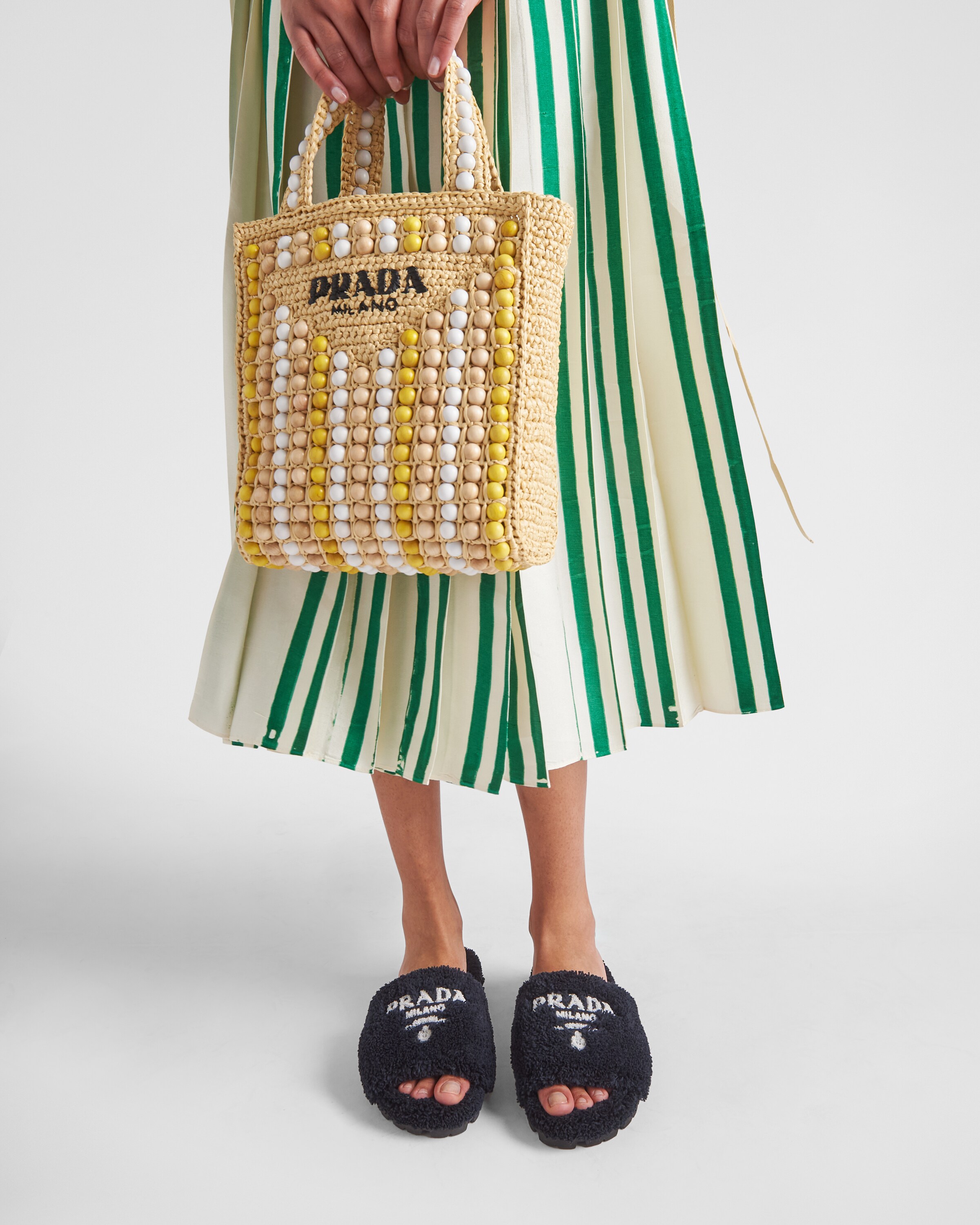 Black/white Terry cloth slides | Prada