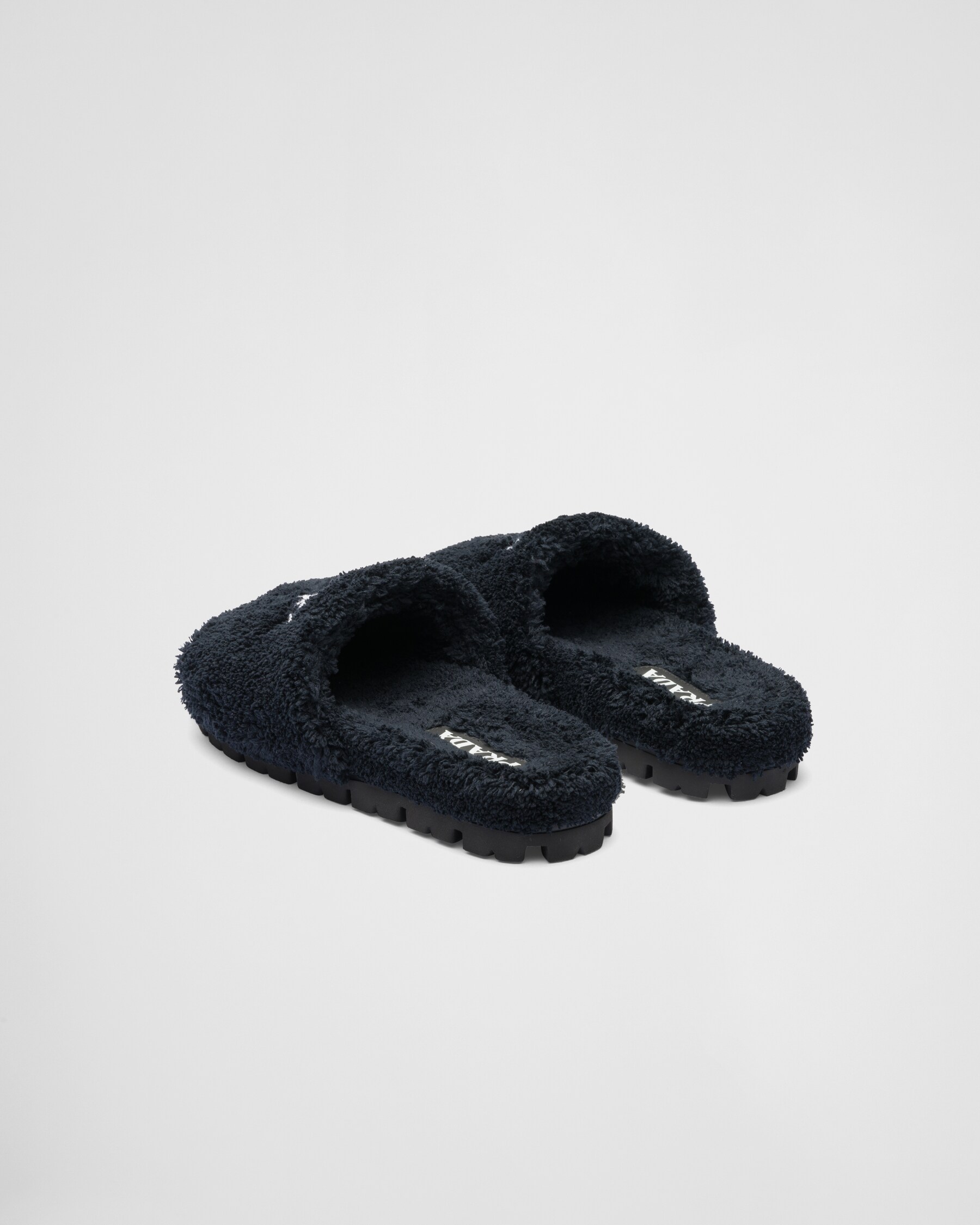 Black/white Terry Cloth Slides | PRADA