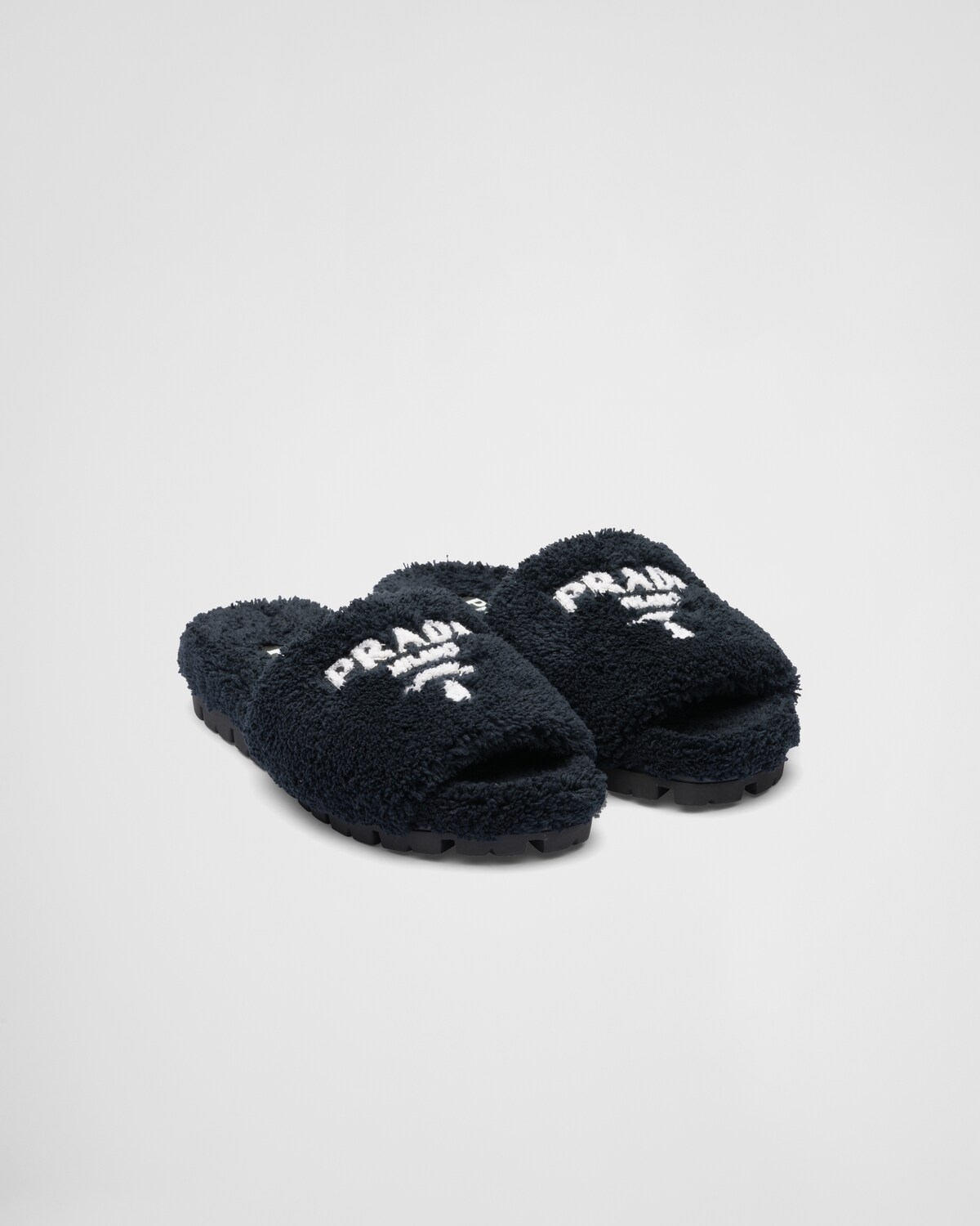 Black/white Terry Cloth Slides | PRADA