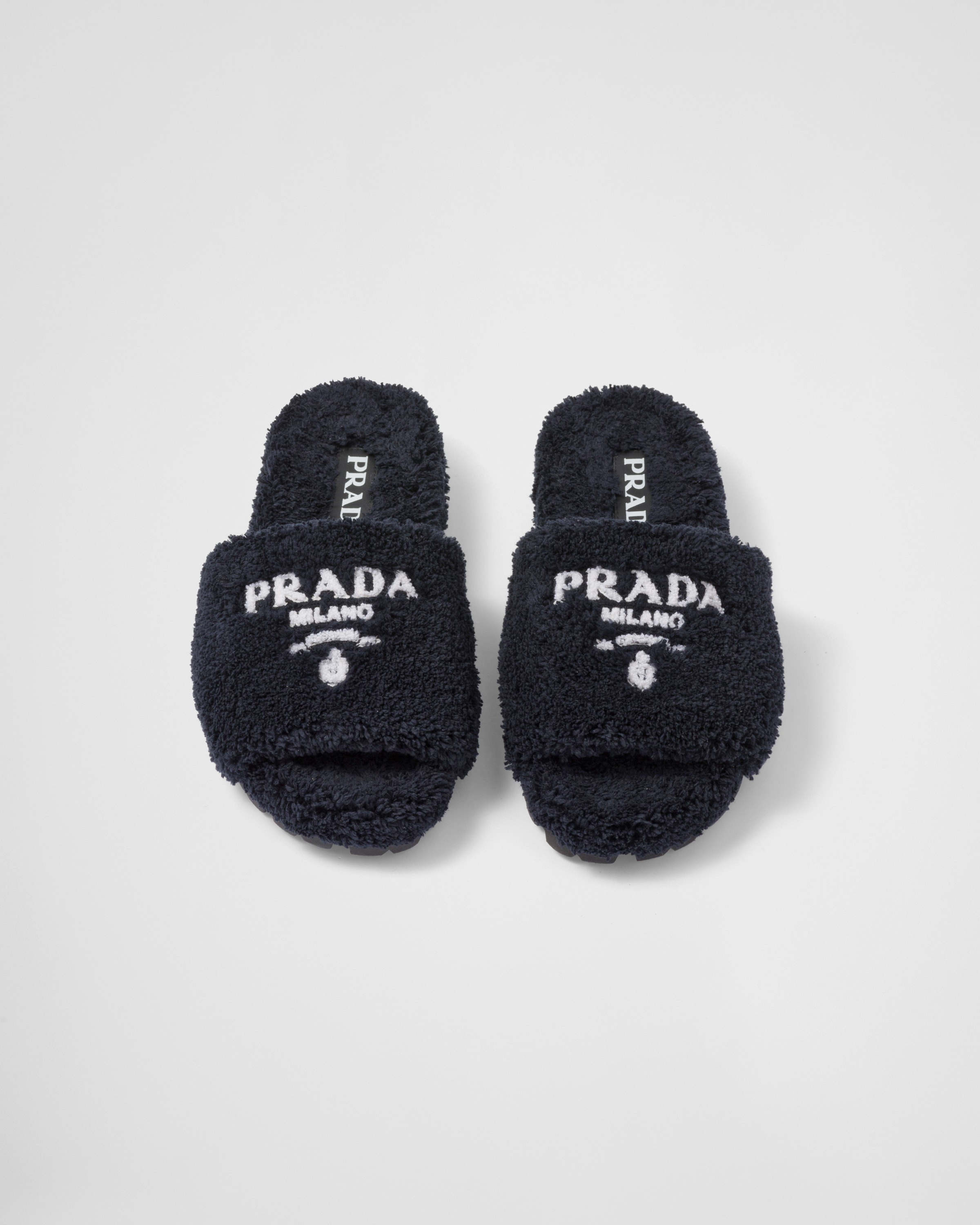 Black/white Terry cloth slides | Prada