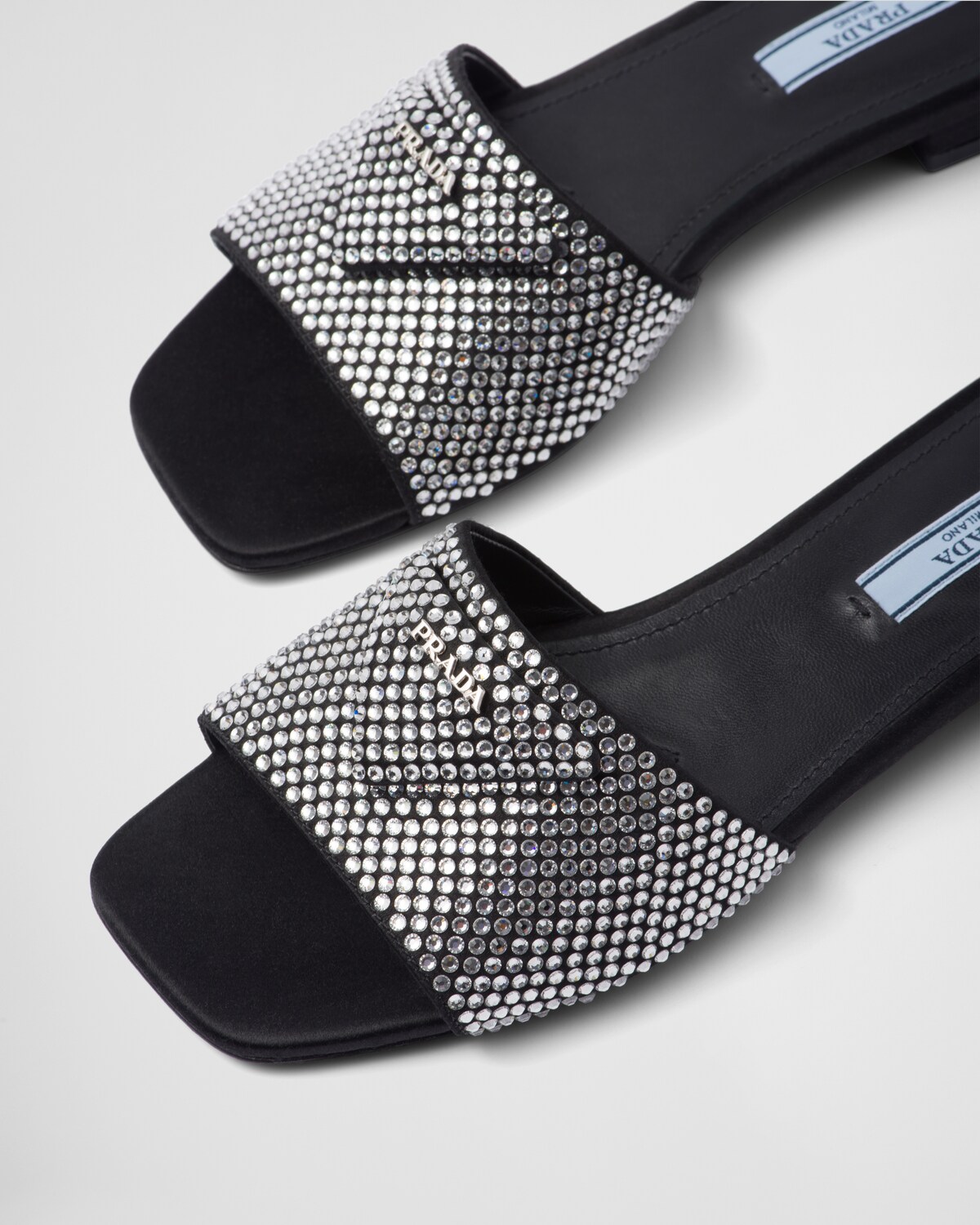 Crystal Satin Slides With Crystals | PRADA