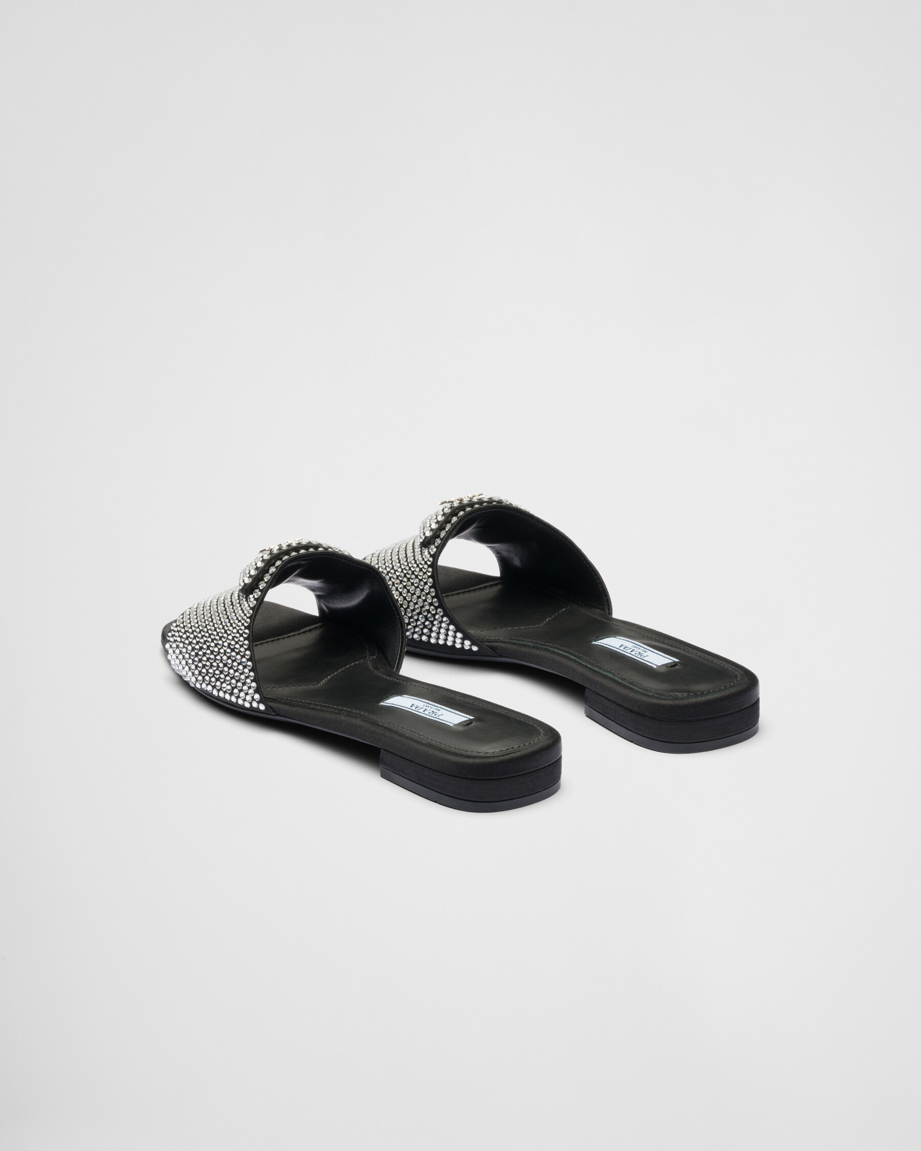 Crystal Satin Slides With Crystals | PRADA
