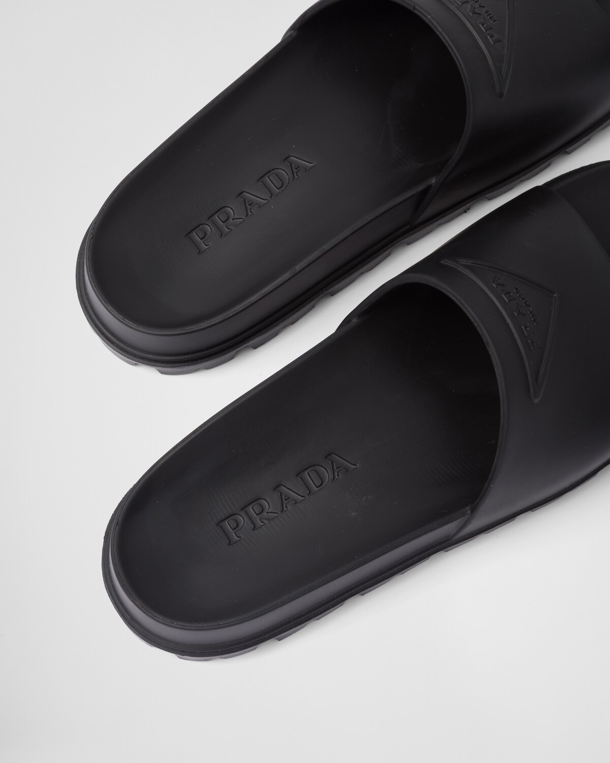 Black Rubber Slides | PRADA