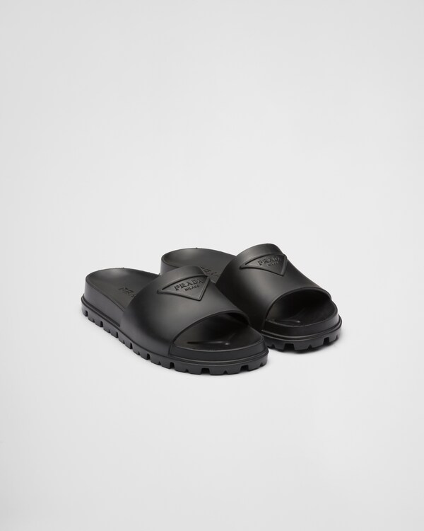 Black Rubber Slides | PRADA