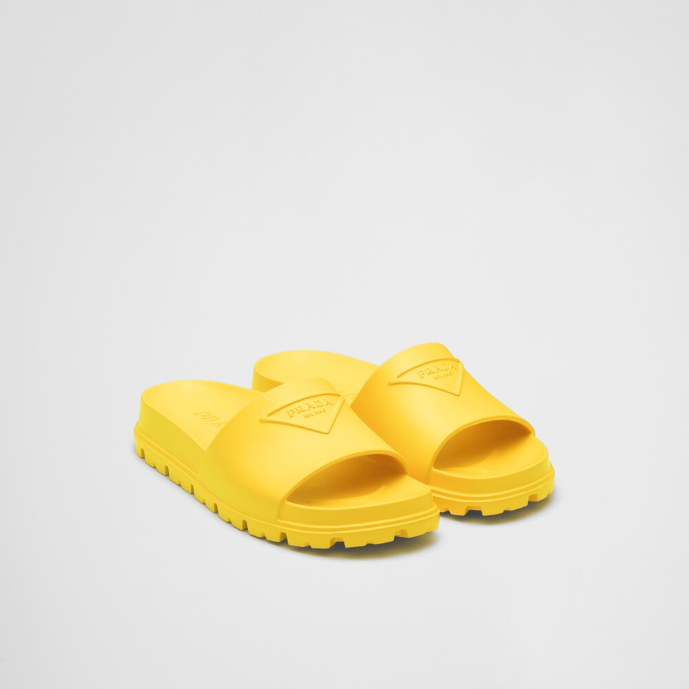 Sunny Yellow Rubber slides | Prada