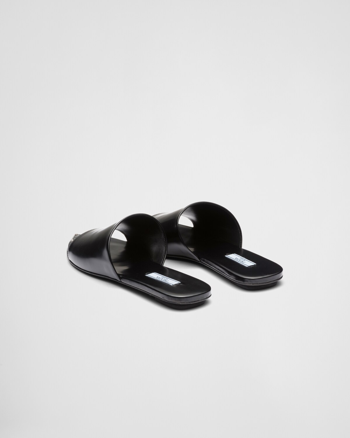 Black Brushed Leather Slides | PRADA