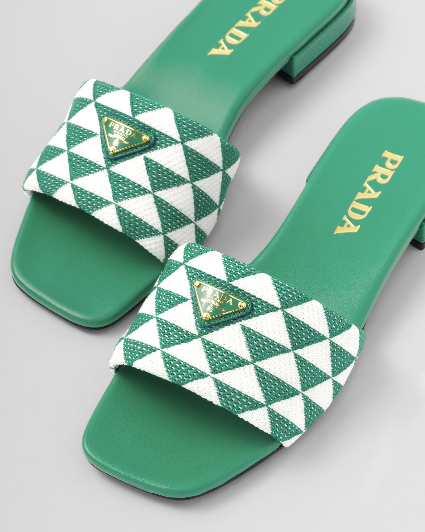 Mango/white Embroidered Fabric Slides | PRADA