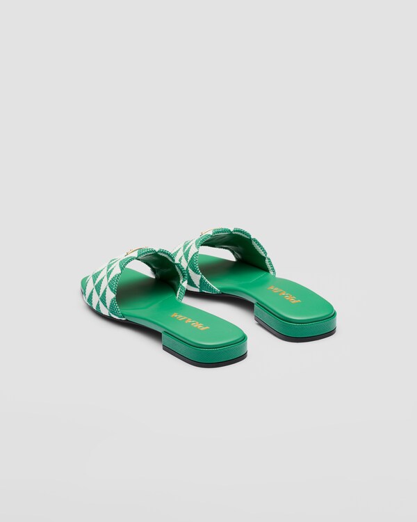 Mango/white Embroidered Fabric Slides | PRADA