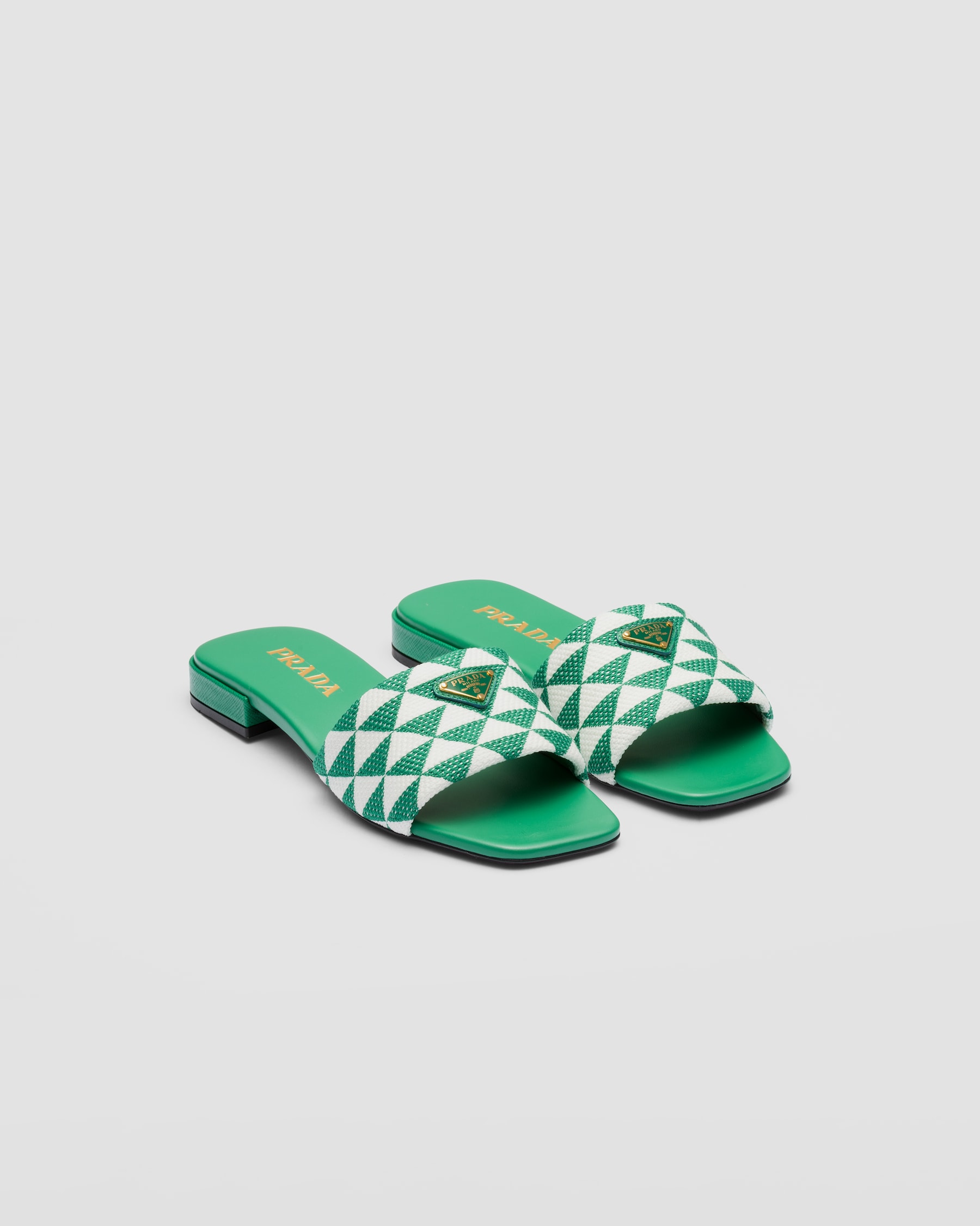 Mango/white Embroidered Fabric Slides | PRADA