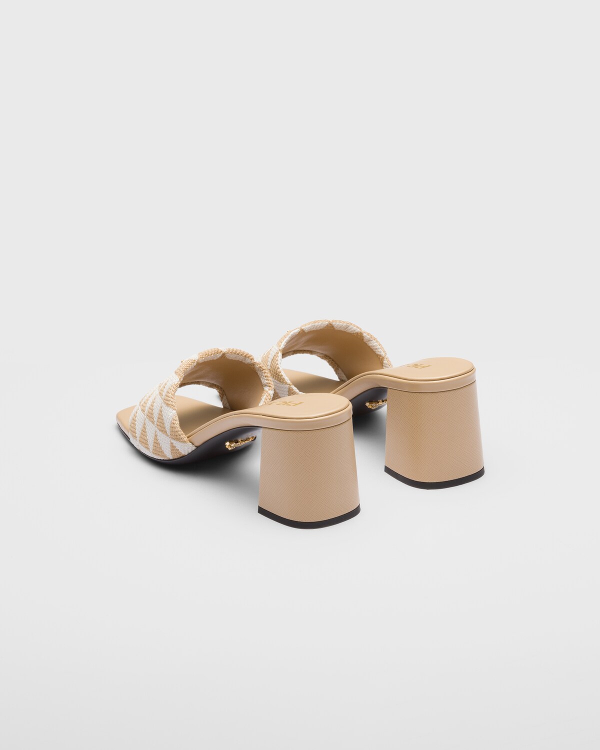 Beige/chalk White Embroidered Fabric Sandals | PRADA