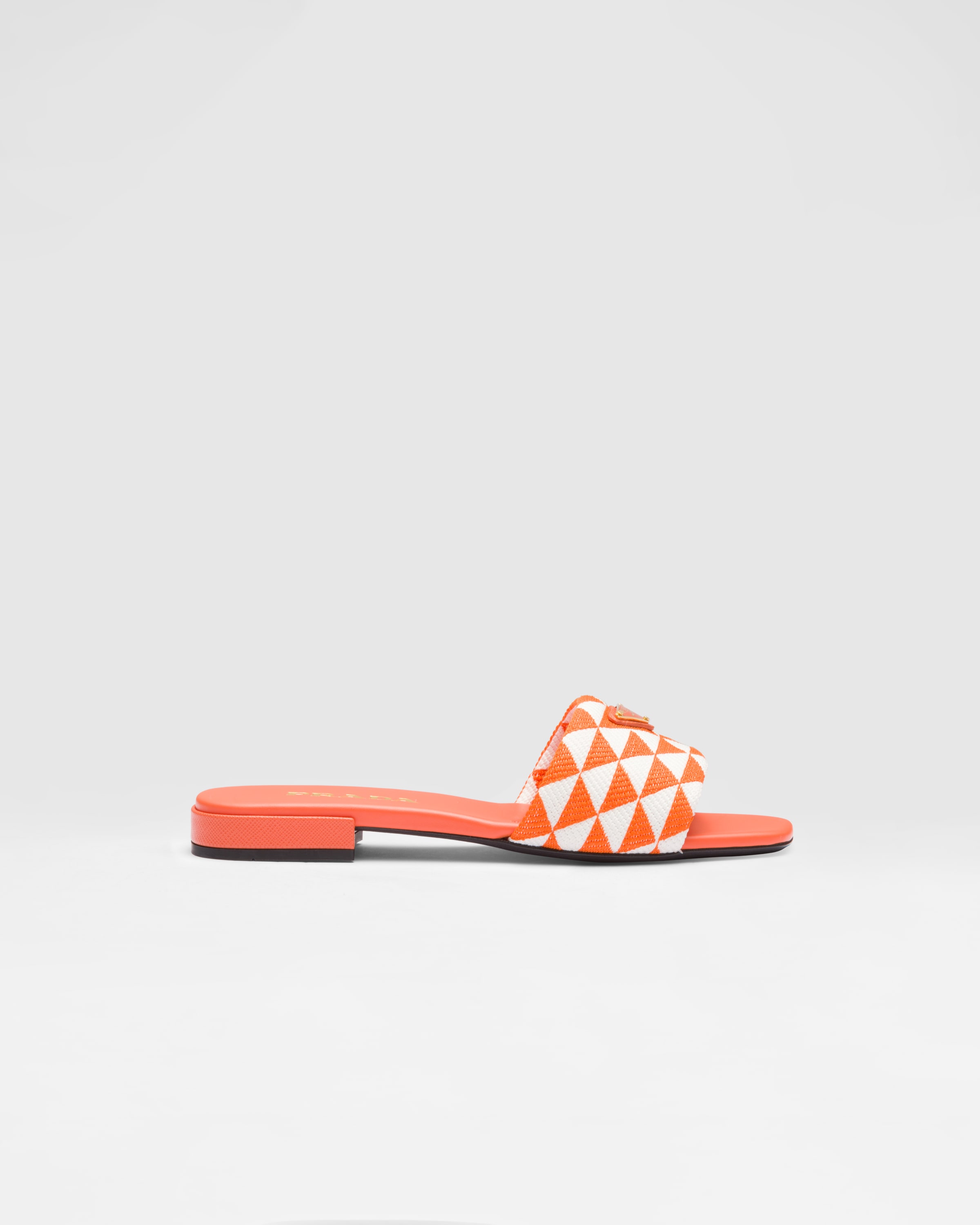 Orange/white Embroidered fabric slides | Prada