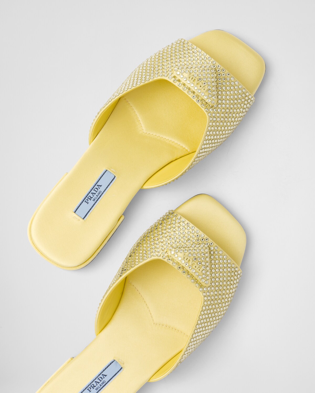 Pineapple Satin Slides With Crystals | PRADA