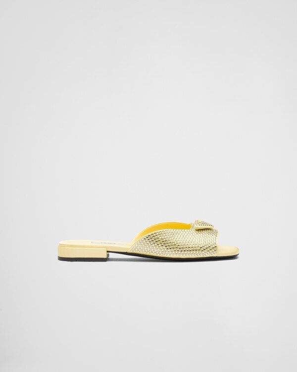 Pineapple Satin Slides With Crystals | PRADA
