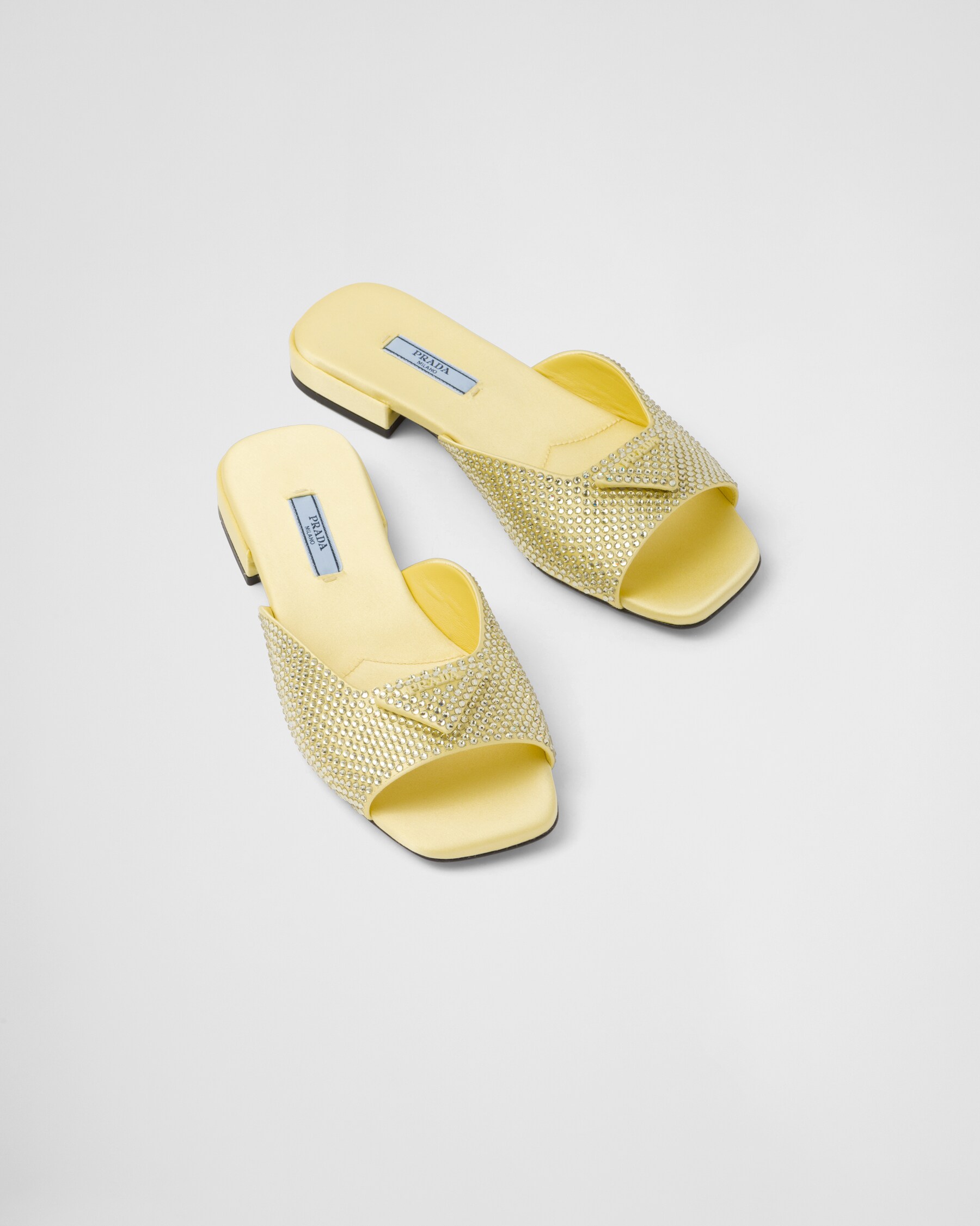 Pineapple Satin Slides With Crystals | PRADA
