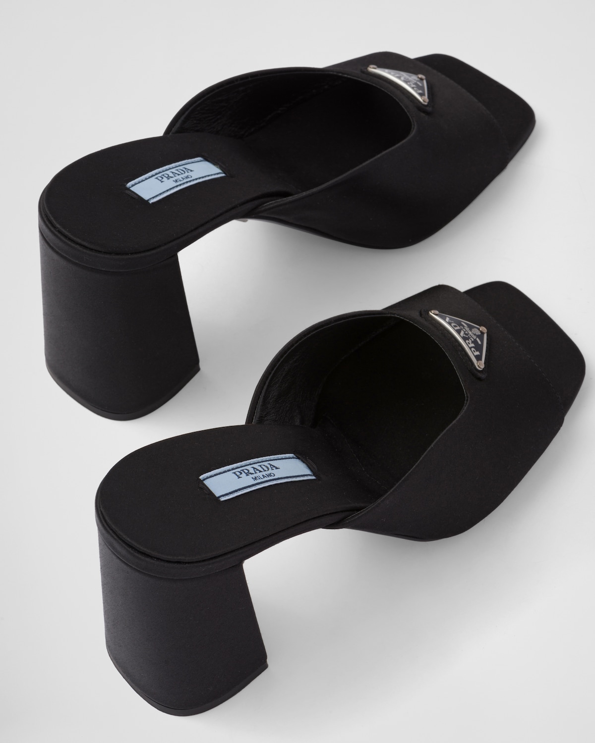 Black High-heeled Satin Slides | PRADA