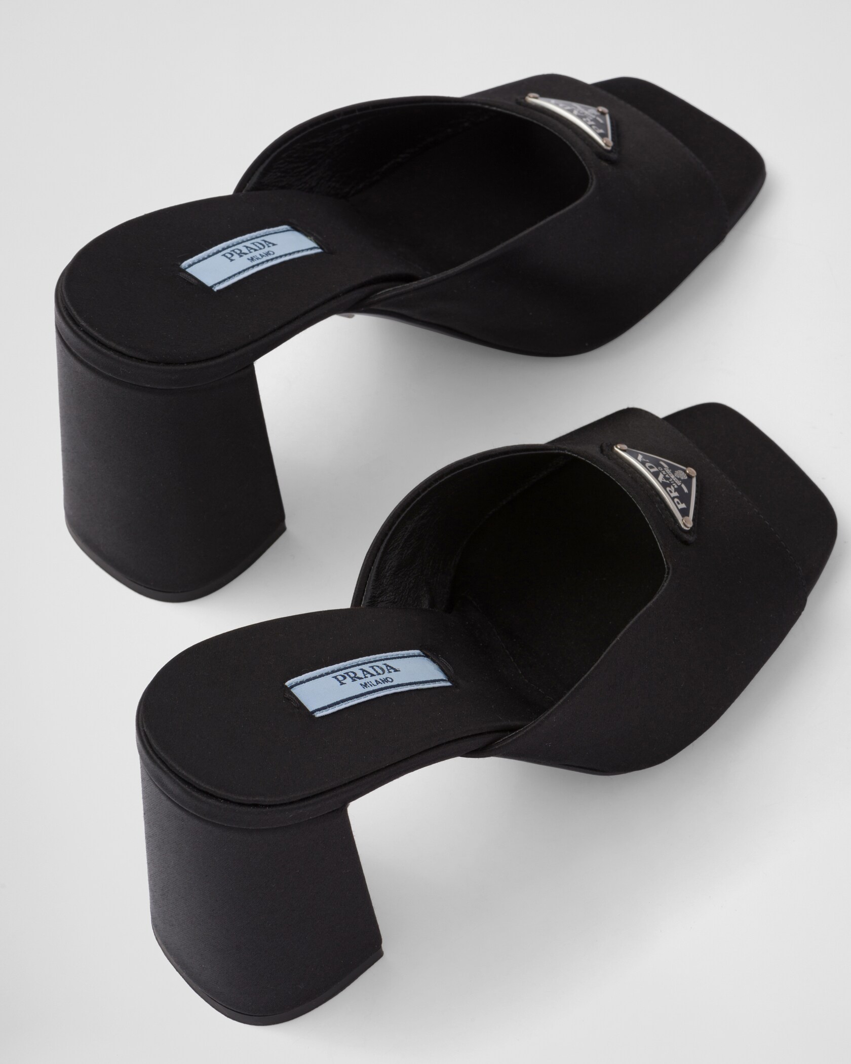 Black High-heeled Satin Slides | PRADA