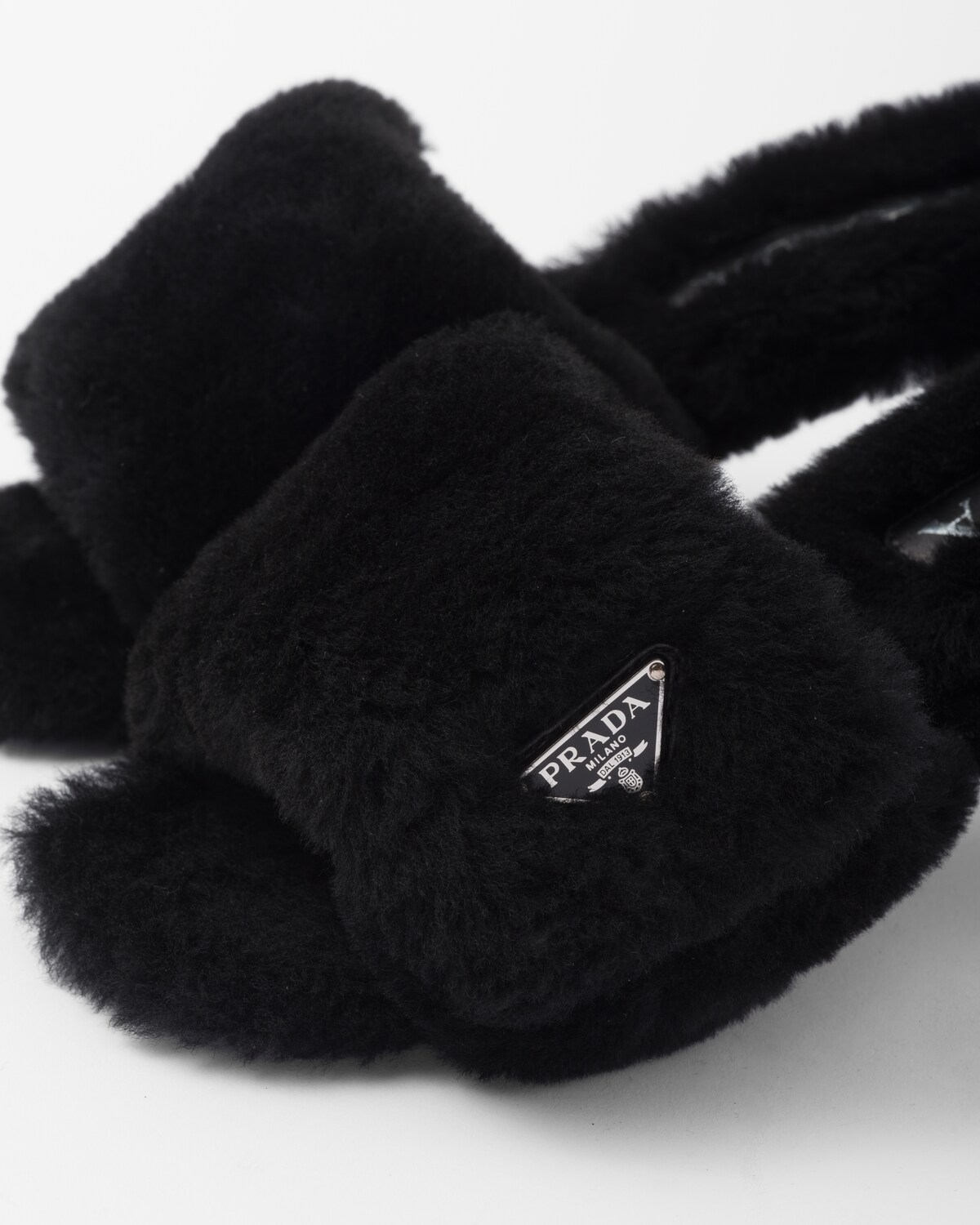 Black Shearling Sandals | PRADA