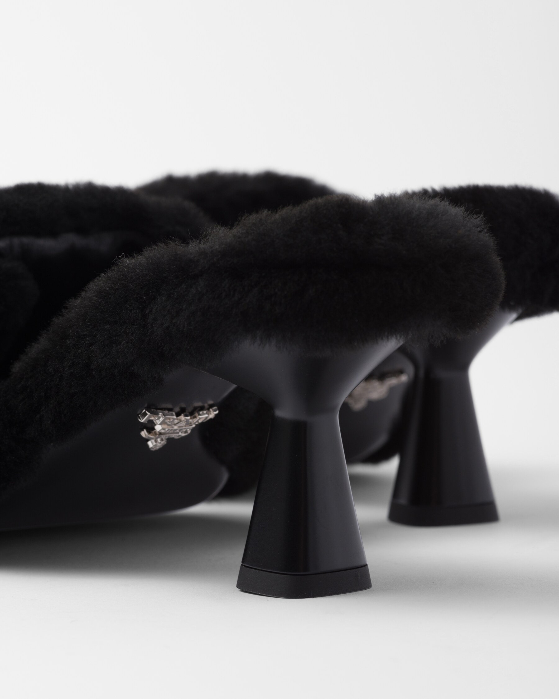 Black Shearling Sandals | PRADA