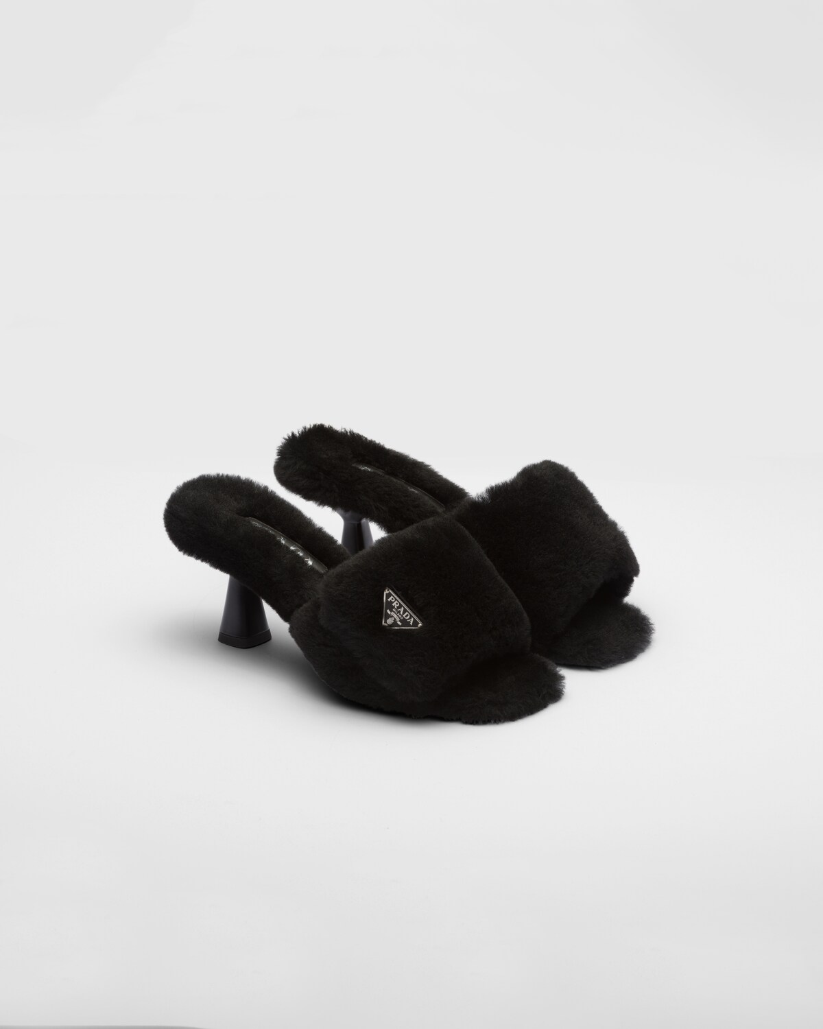 Black Shearling Sandals | PRADA