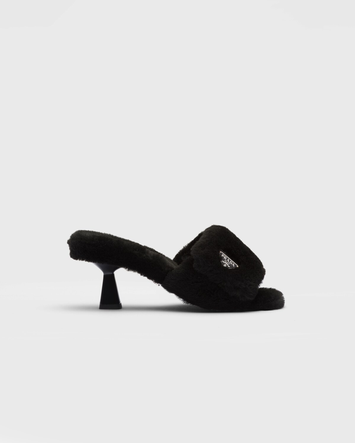 Black Shearling Sandals | PRADA