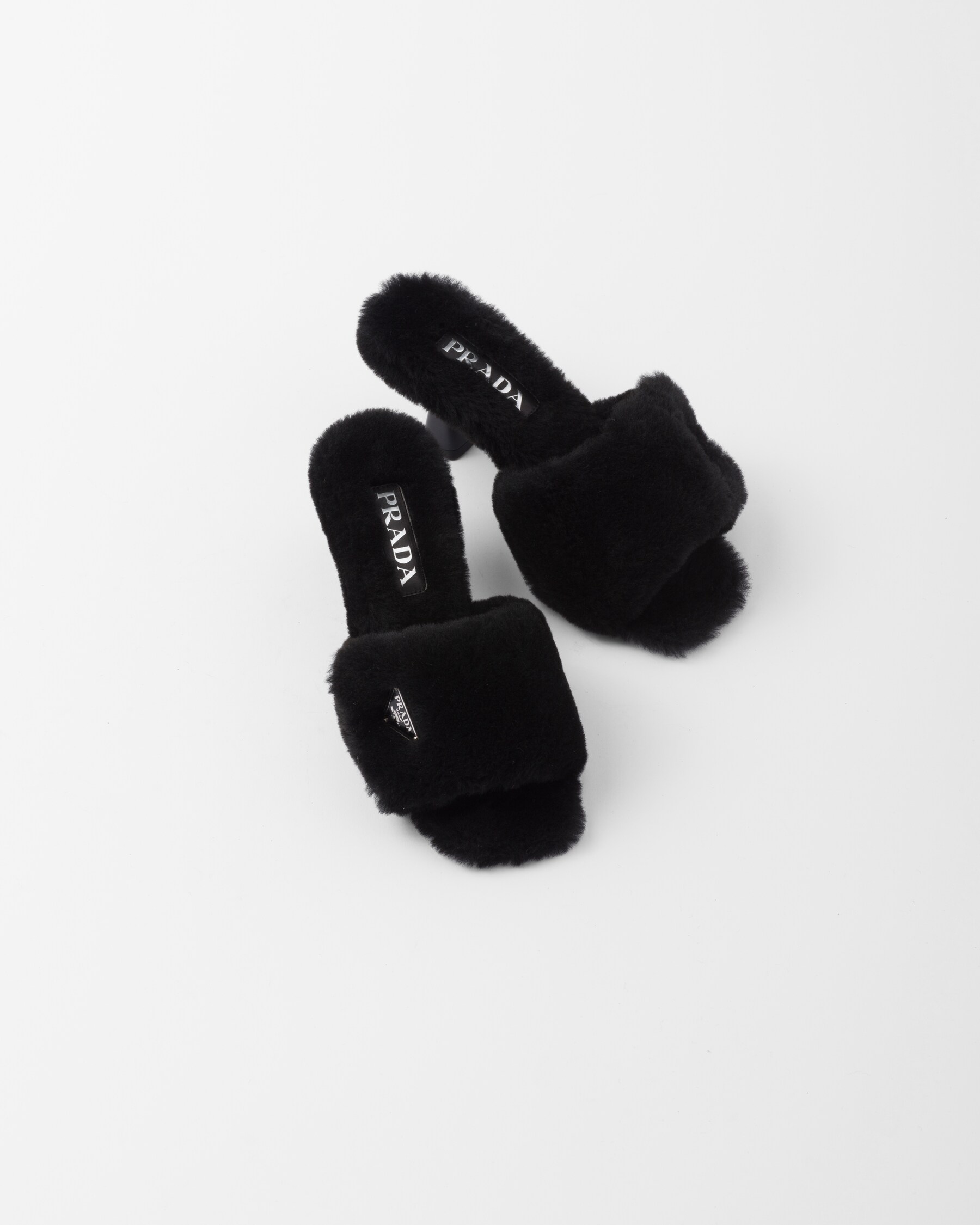 Black Shearling Sandals | PRADA