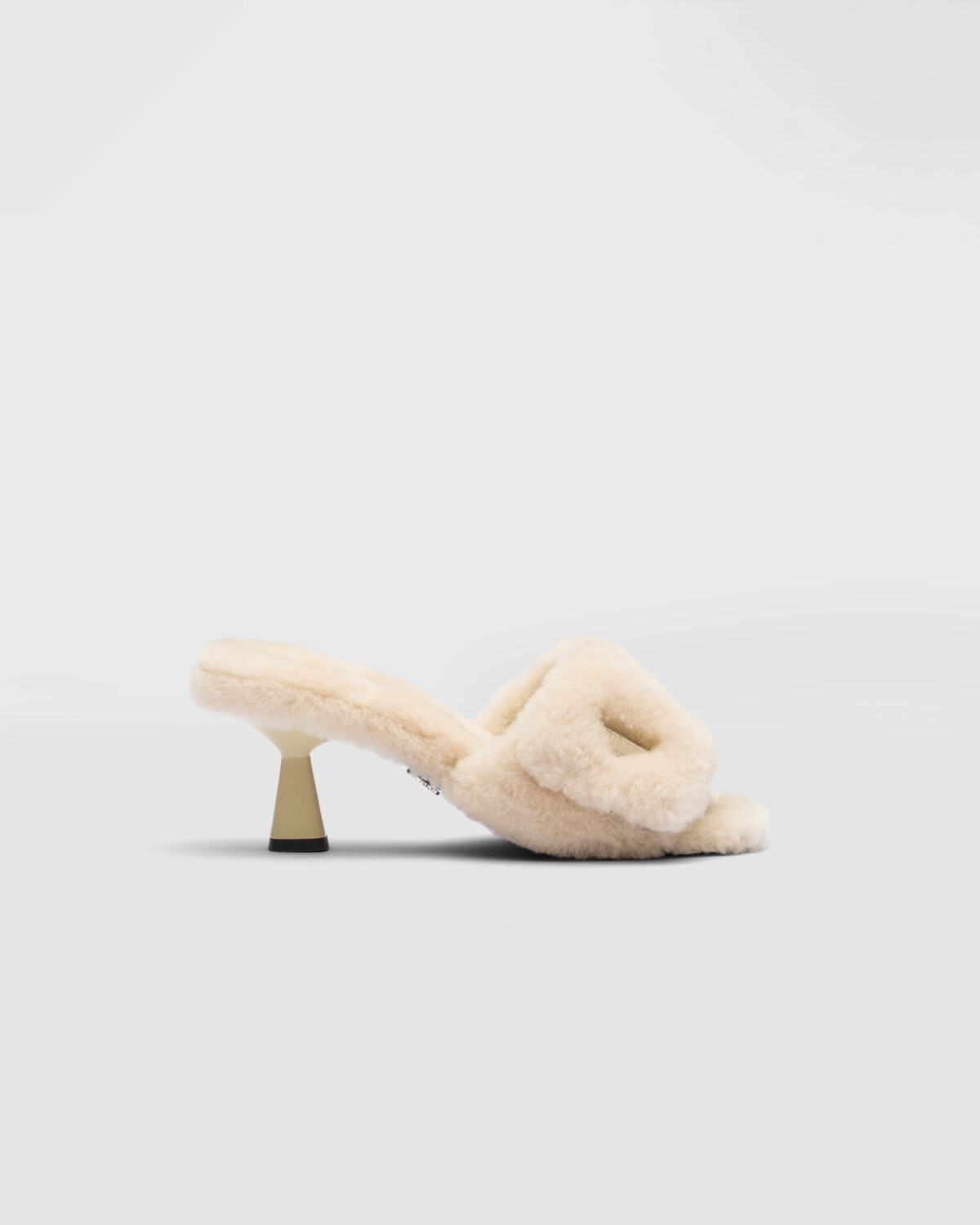 Ecru Shearling Sandals | PRADA