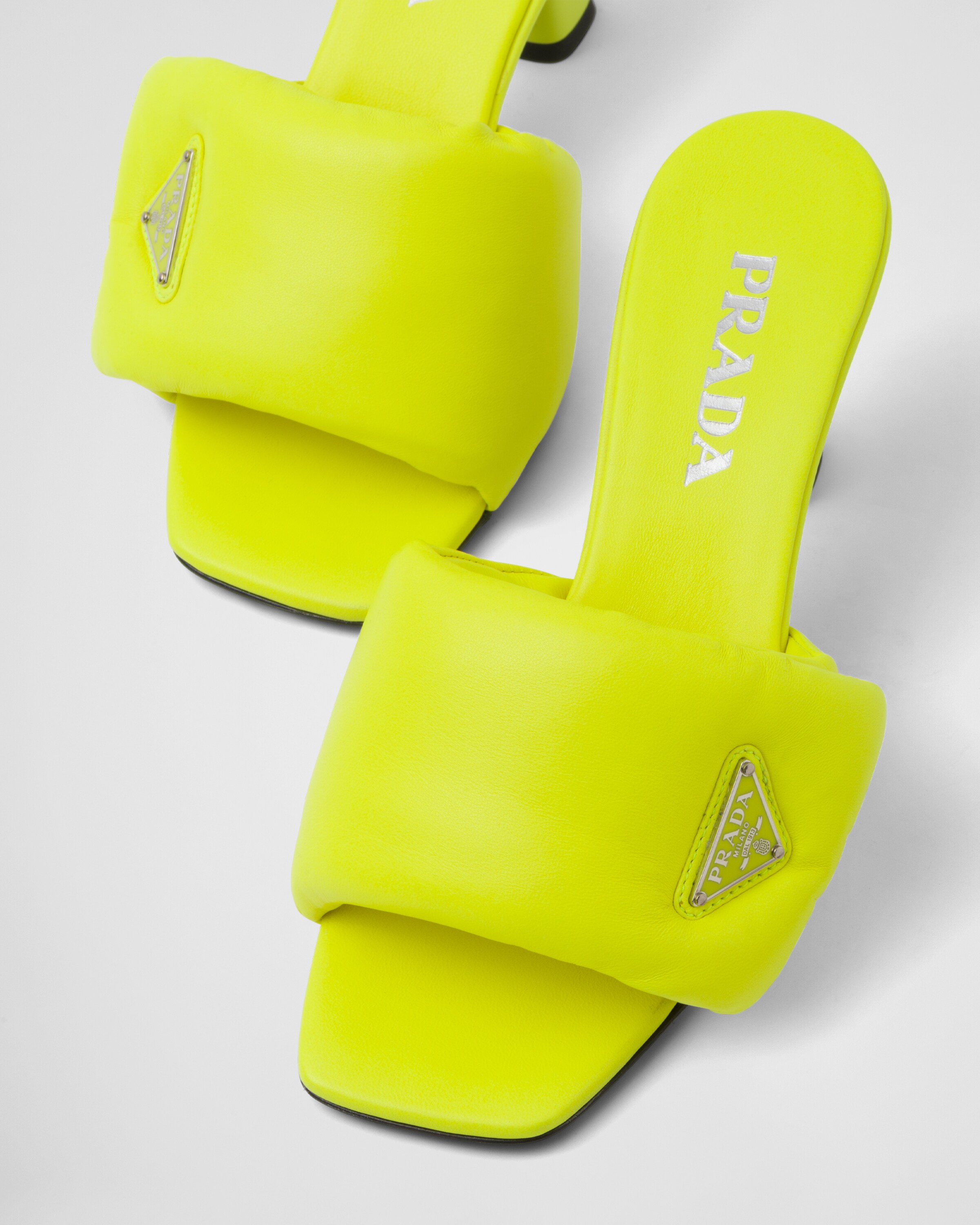 Yellow Fluo Soft Padded Nappa Sandals | PRADA