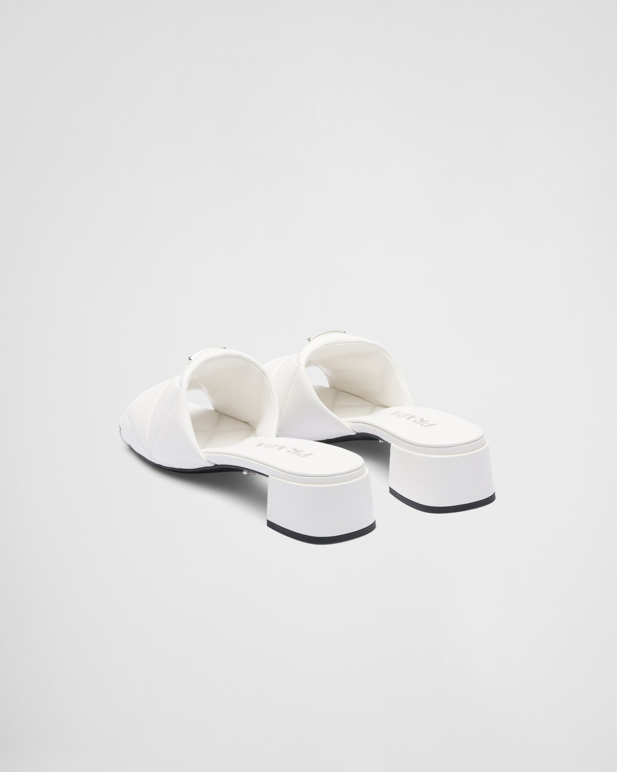 White Quilted Nappa Leather Slides | PRADA