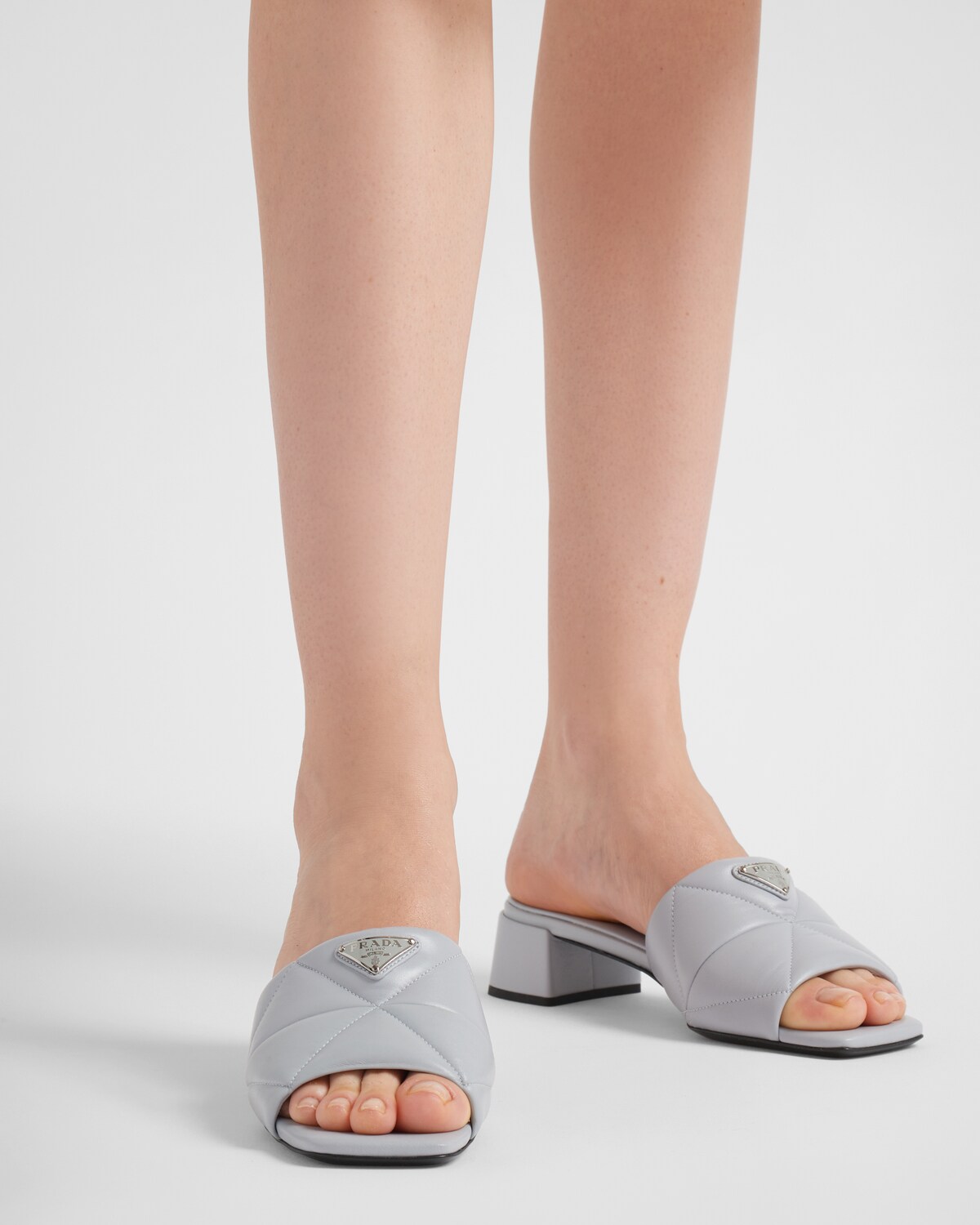 Cornflower Quilted Nappa Leather Slides | PRADA