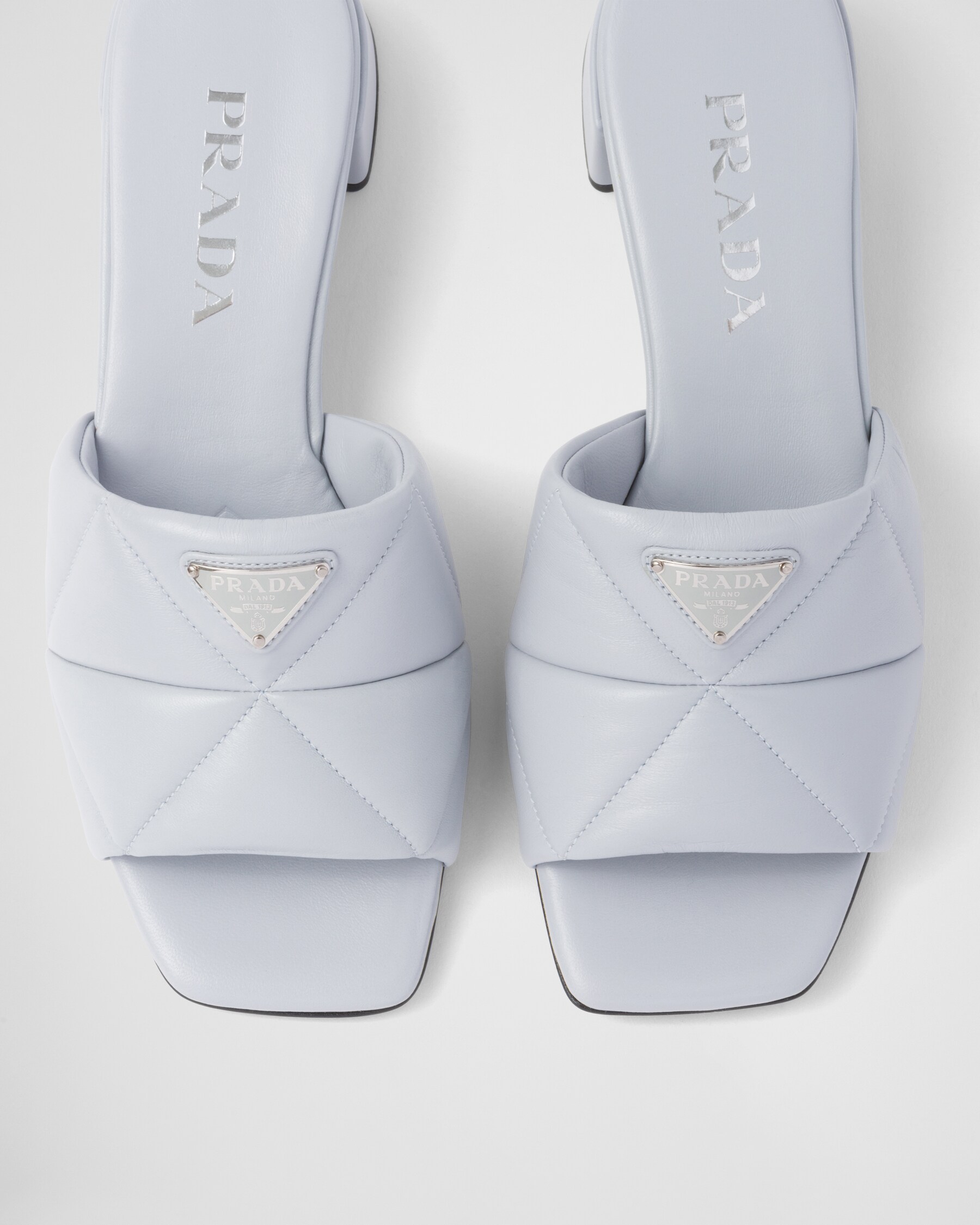 Cornflower Quilted Nappa Leather Slides | PRADA