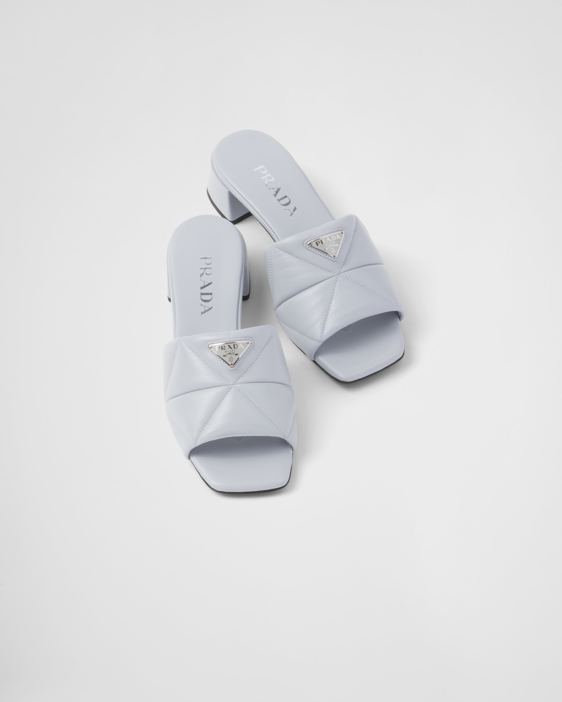 Cornflower Quilted Nappa Leather Slides | PRADA