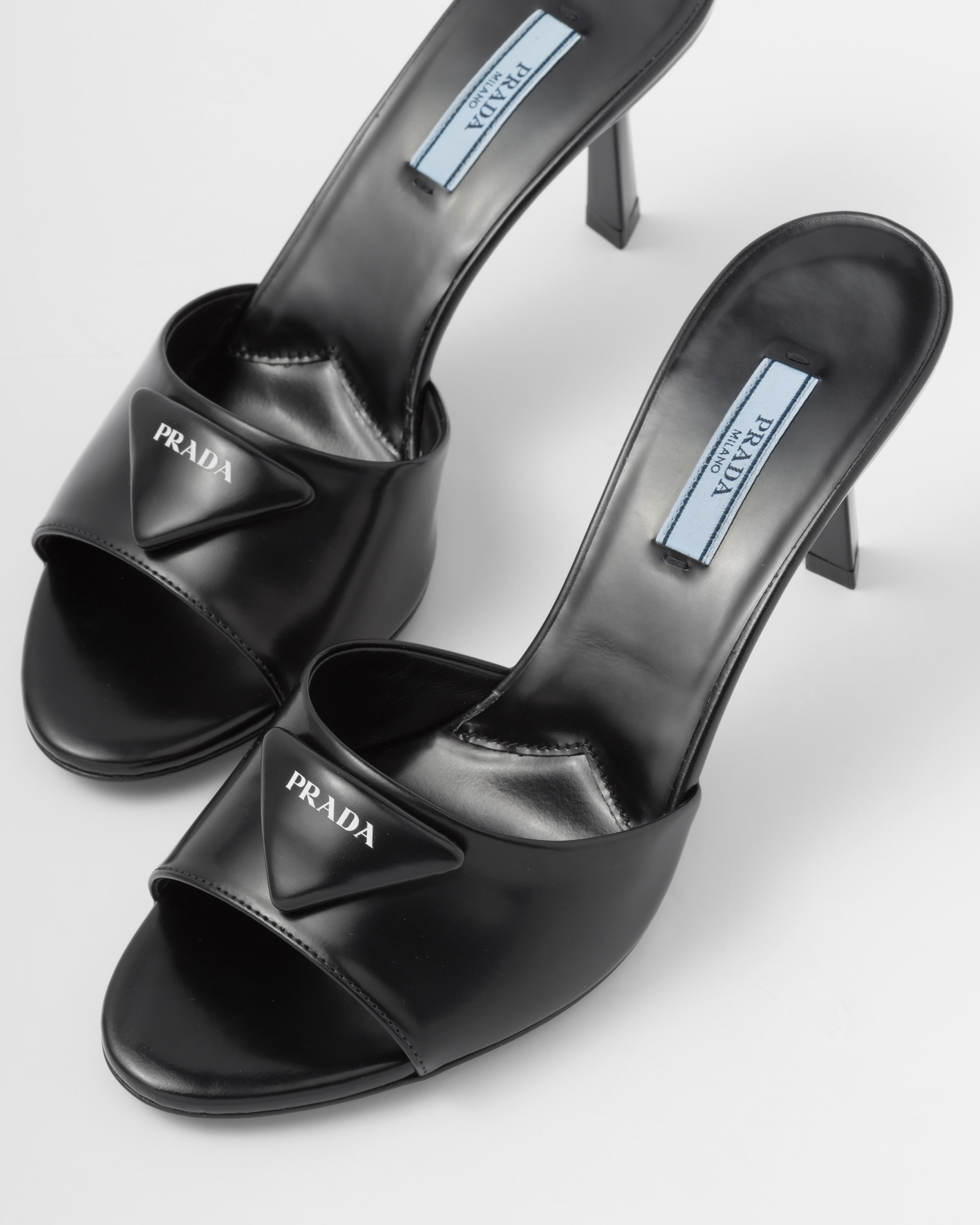 Black Brushed Leather Sandals | PRADA