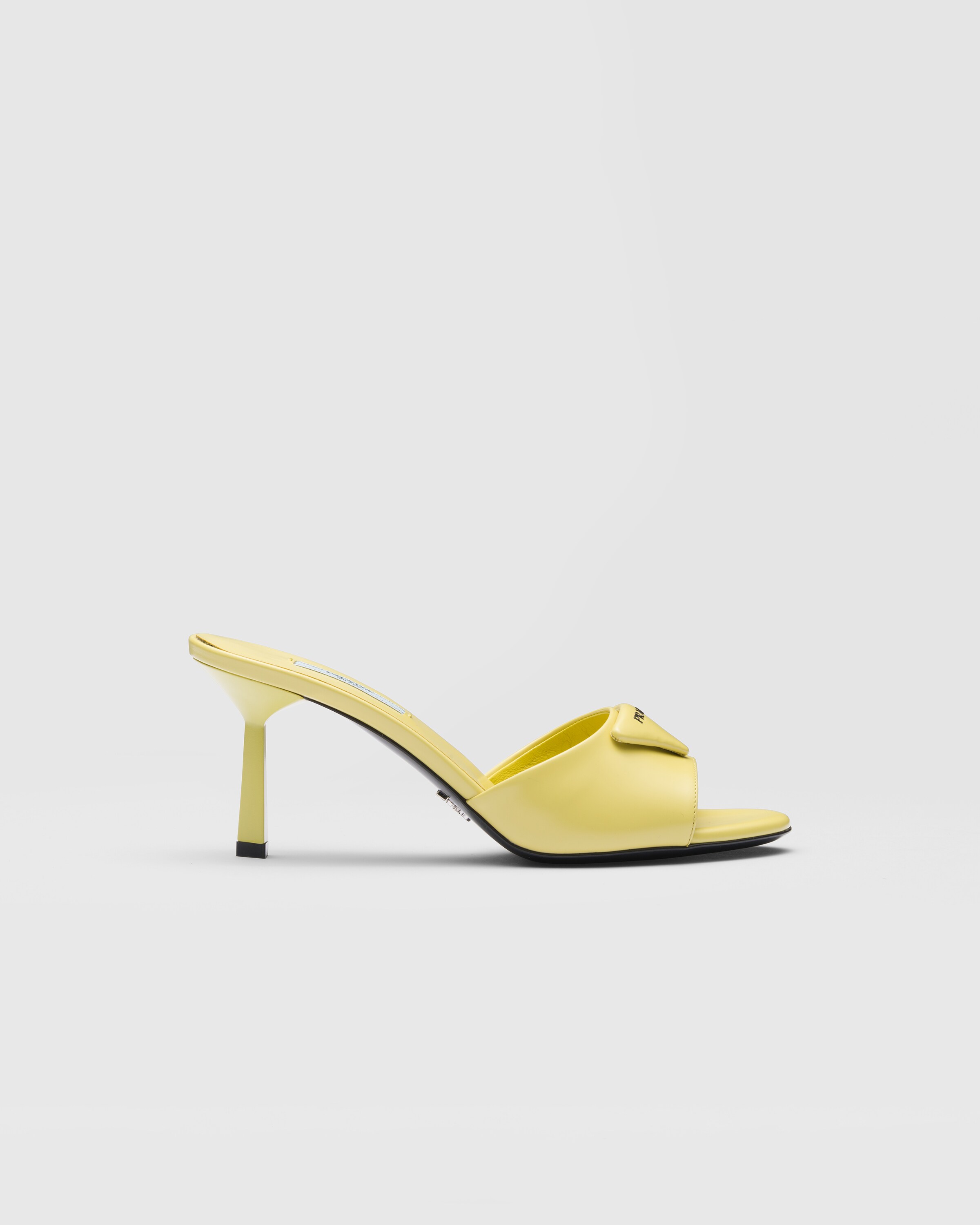 Citron Green Brushed leather sandals | Prada