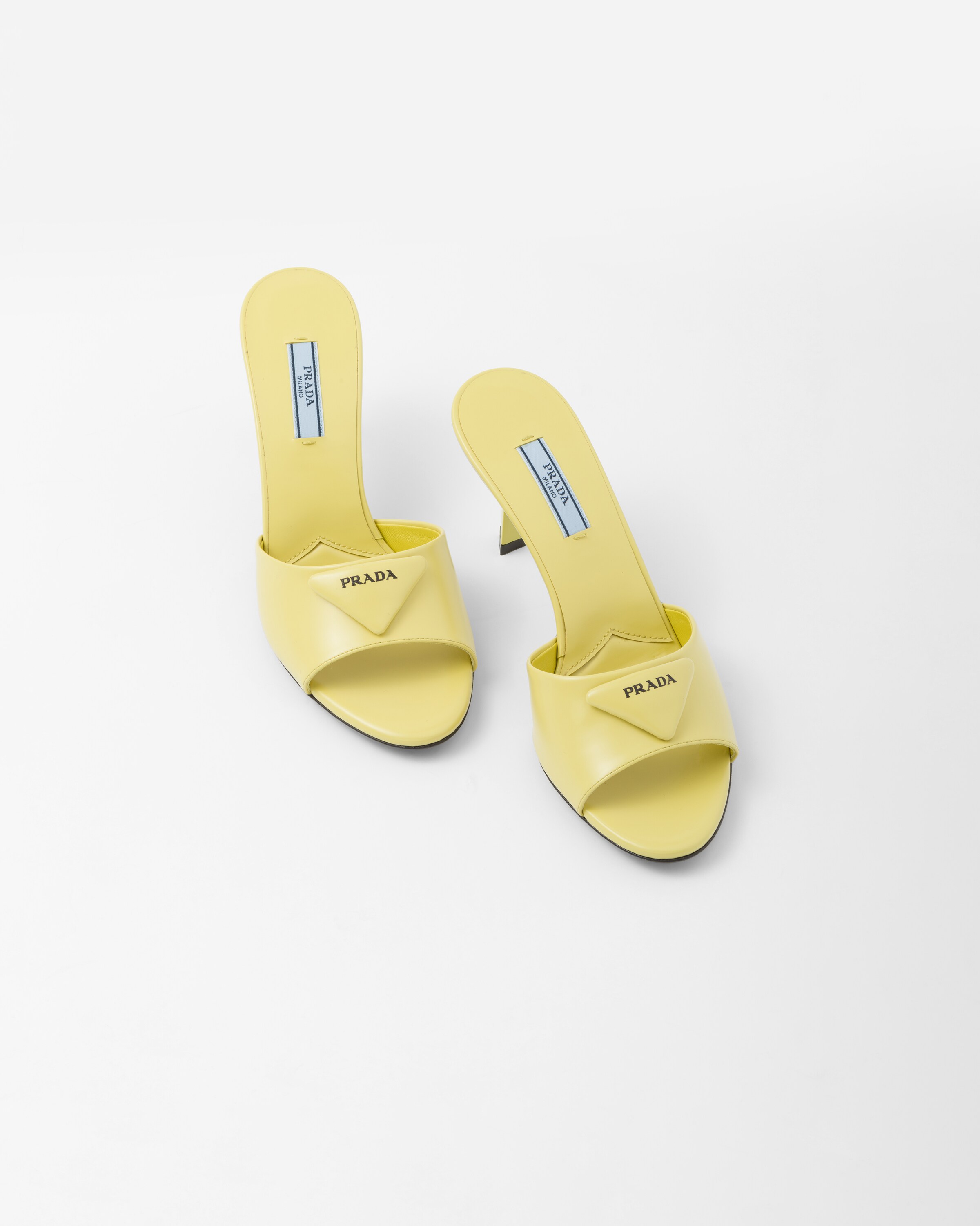 Citron Green Brushed leather sandals | Prada