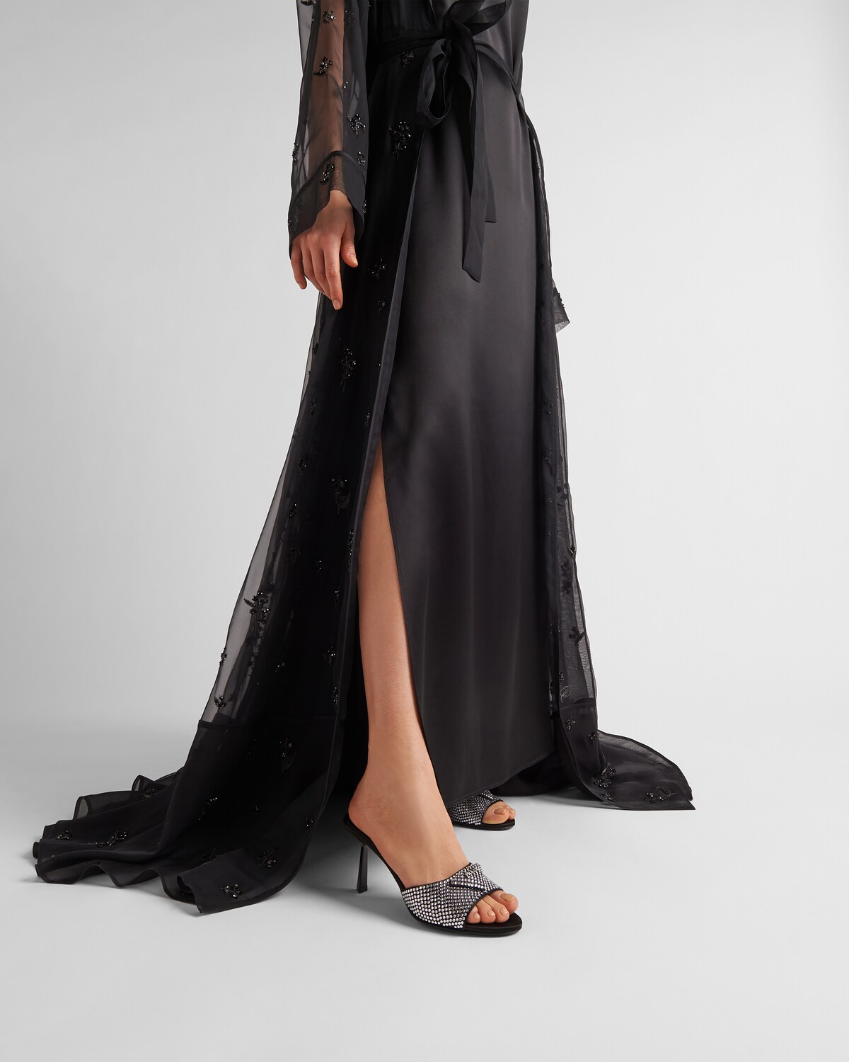 Crystal Satin Slides With Crystals | PRADA