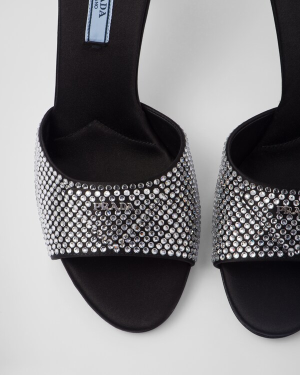 Crystal Satin Slides With Crystals | PRADA