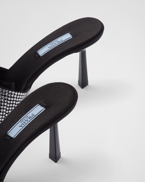 Crystal Satin Slides With Crystals | PRADA