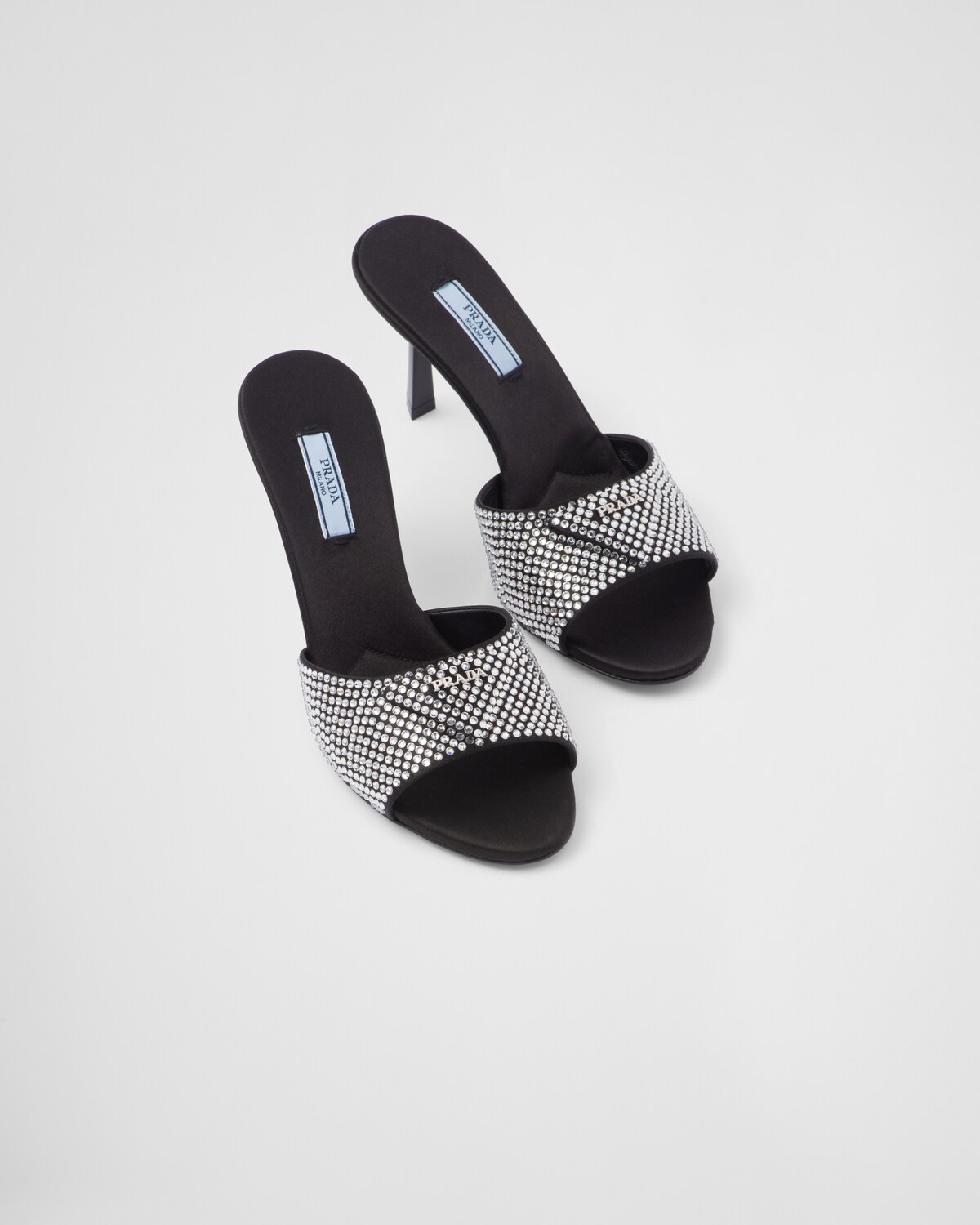 Crystal Satin Slides With Crystals | PRADA