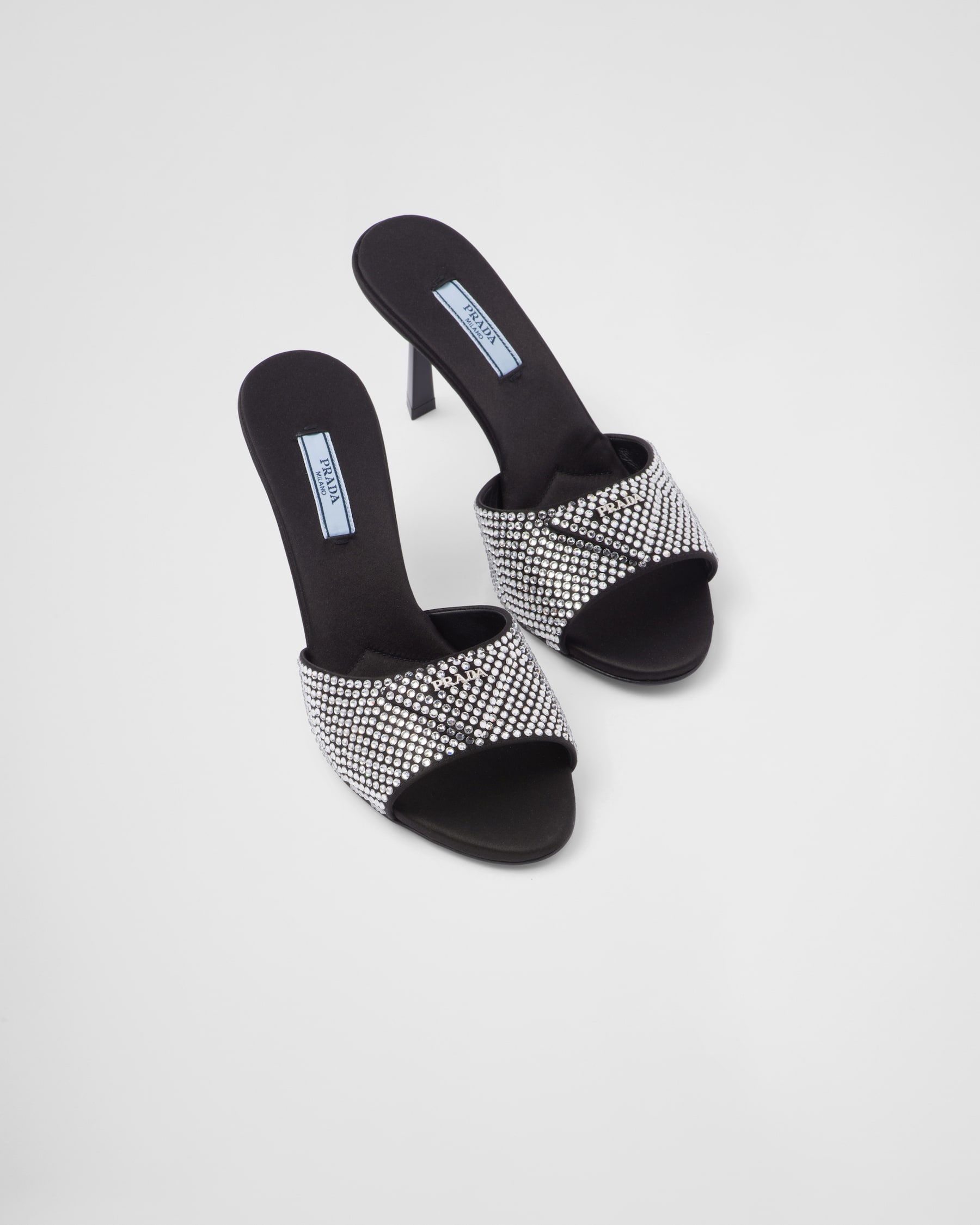Crystal Satin Slides With Crystals | PRADA