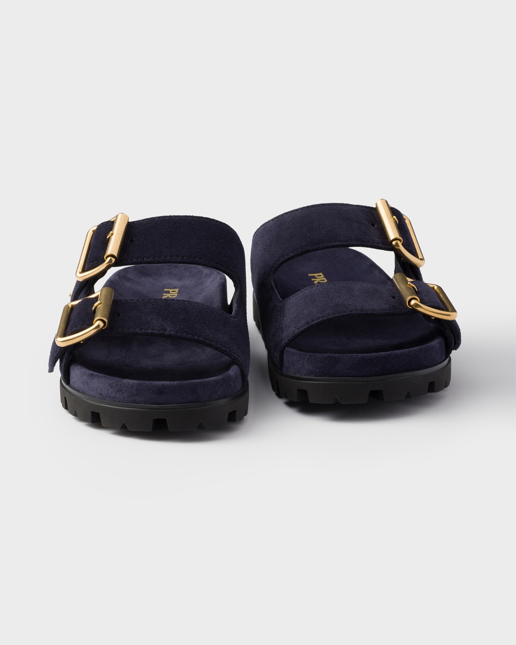 Navy Suede Strap Slides | PRADA